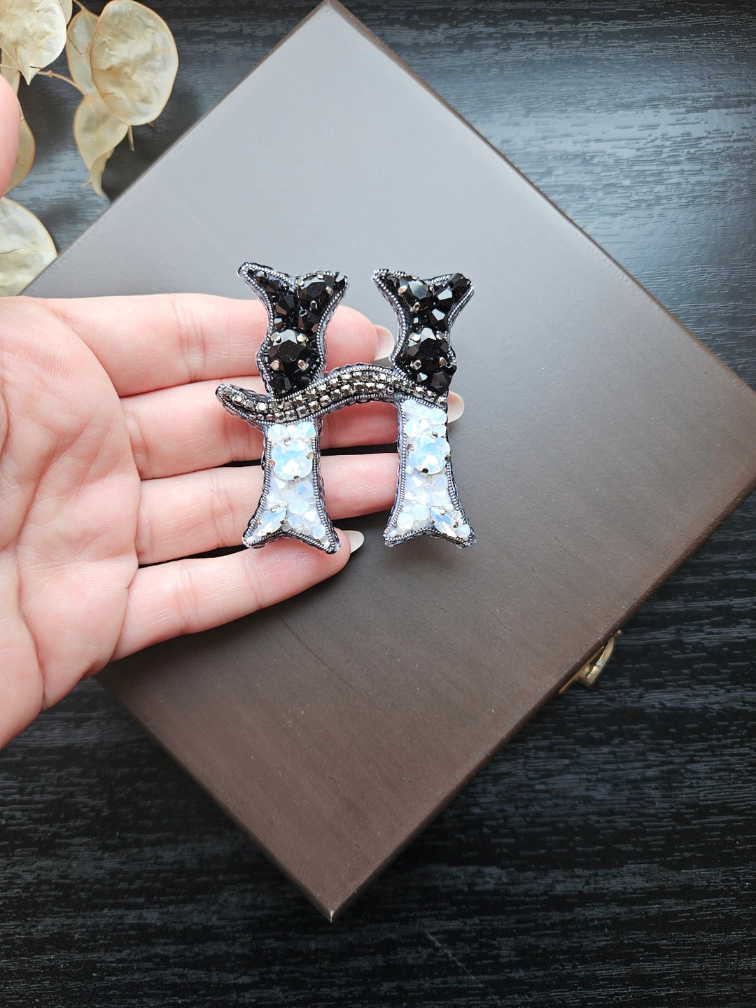 Handmade Letter Brooch,embroidered Letter H,custom Design Brooch,gift ...