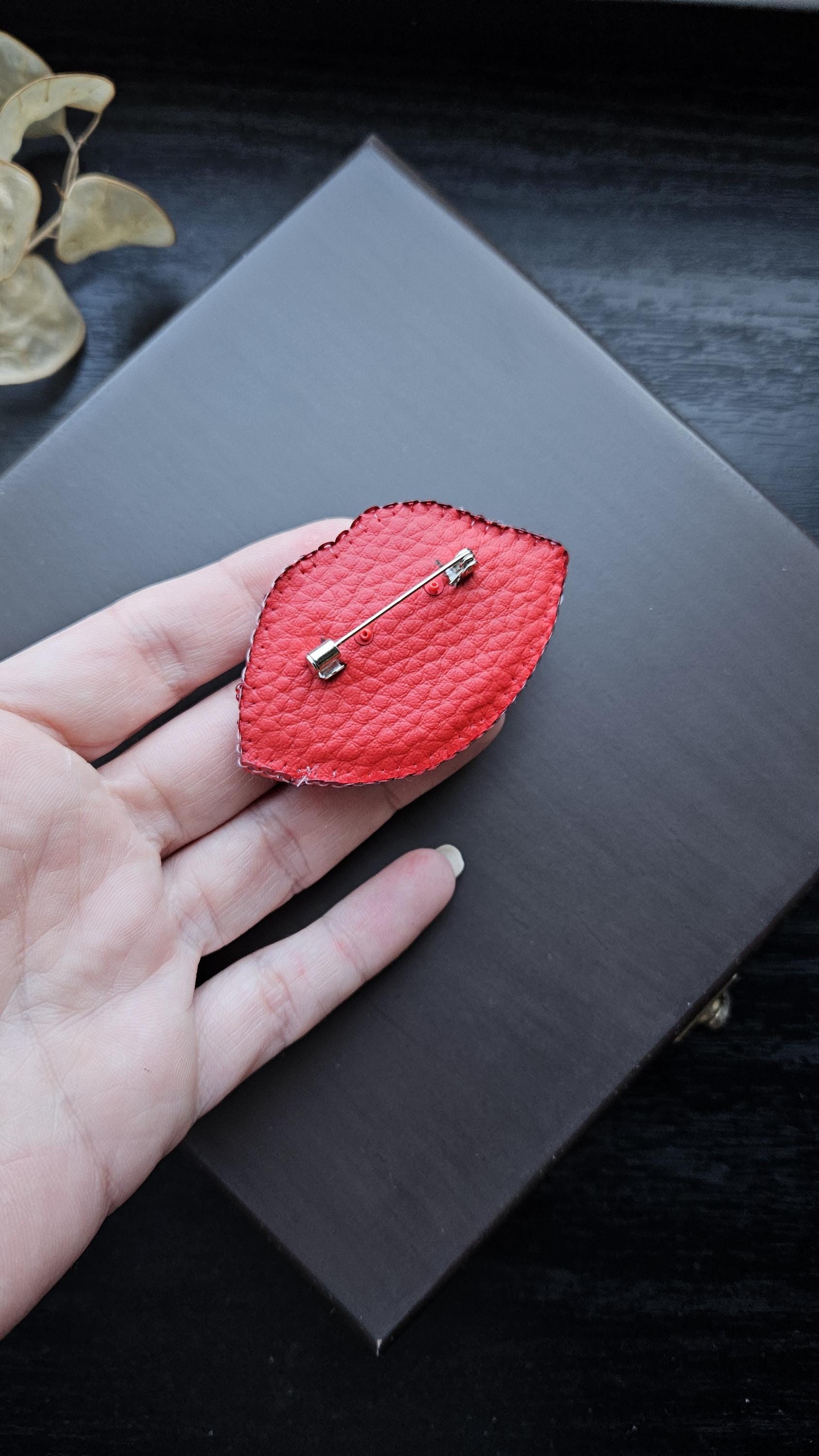 100% Handmade 3D Lip Brooch: Special Design Swarovski Crystal Bead ...