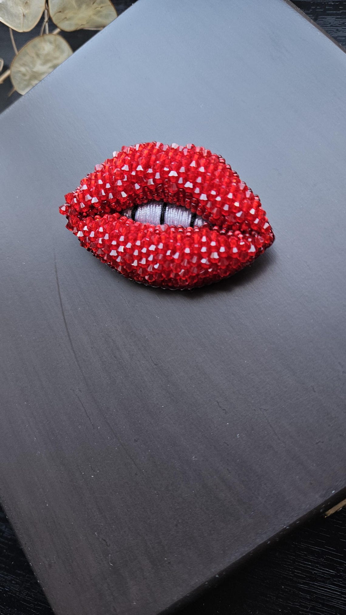 100% Handmade 3D Lip Brooch: Special Design Swarovski Crystal Bead ...