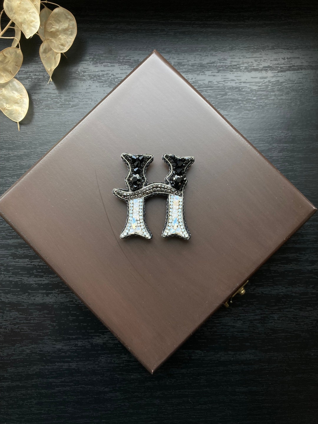 Handmade Letter Broochembroidered Letter Hcustom Design - Etsy