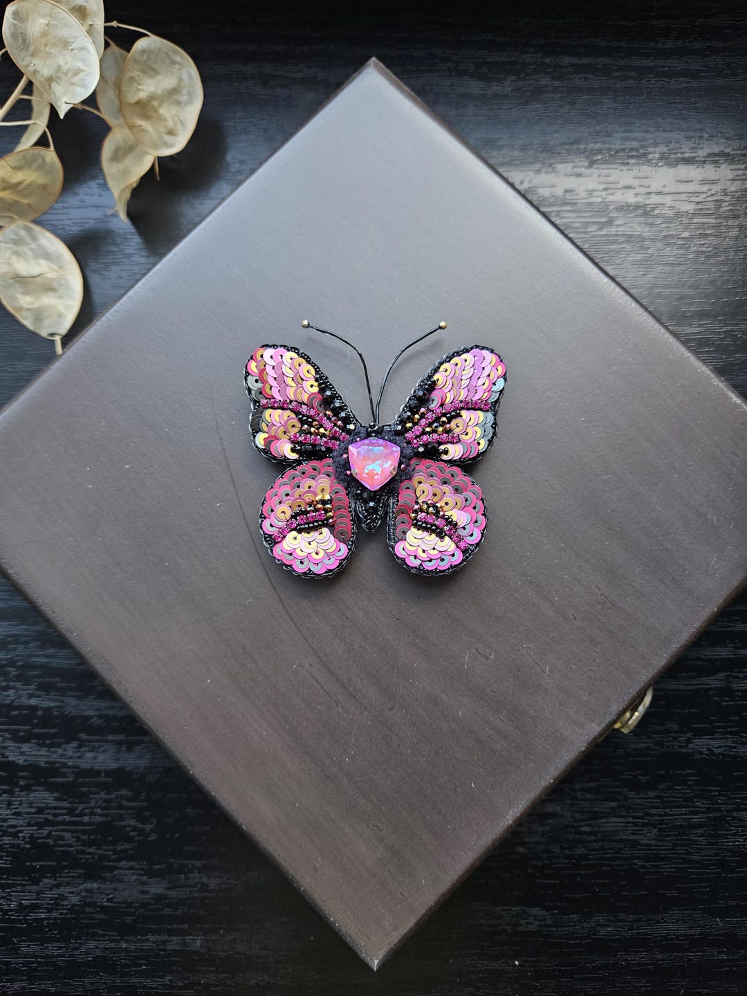 Handmade Butterfly Brooch, Pink Butterfly Brooch, Embroidered Butterfly ...