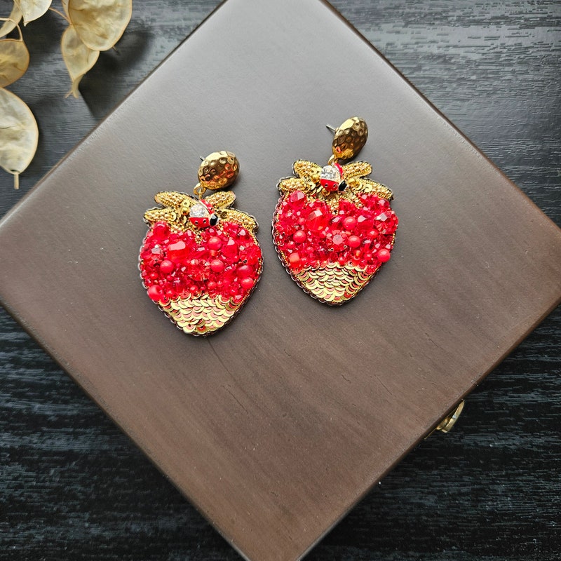 Strawberry Earrings - Etsy