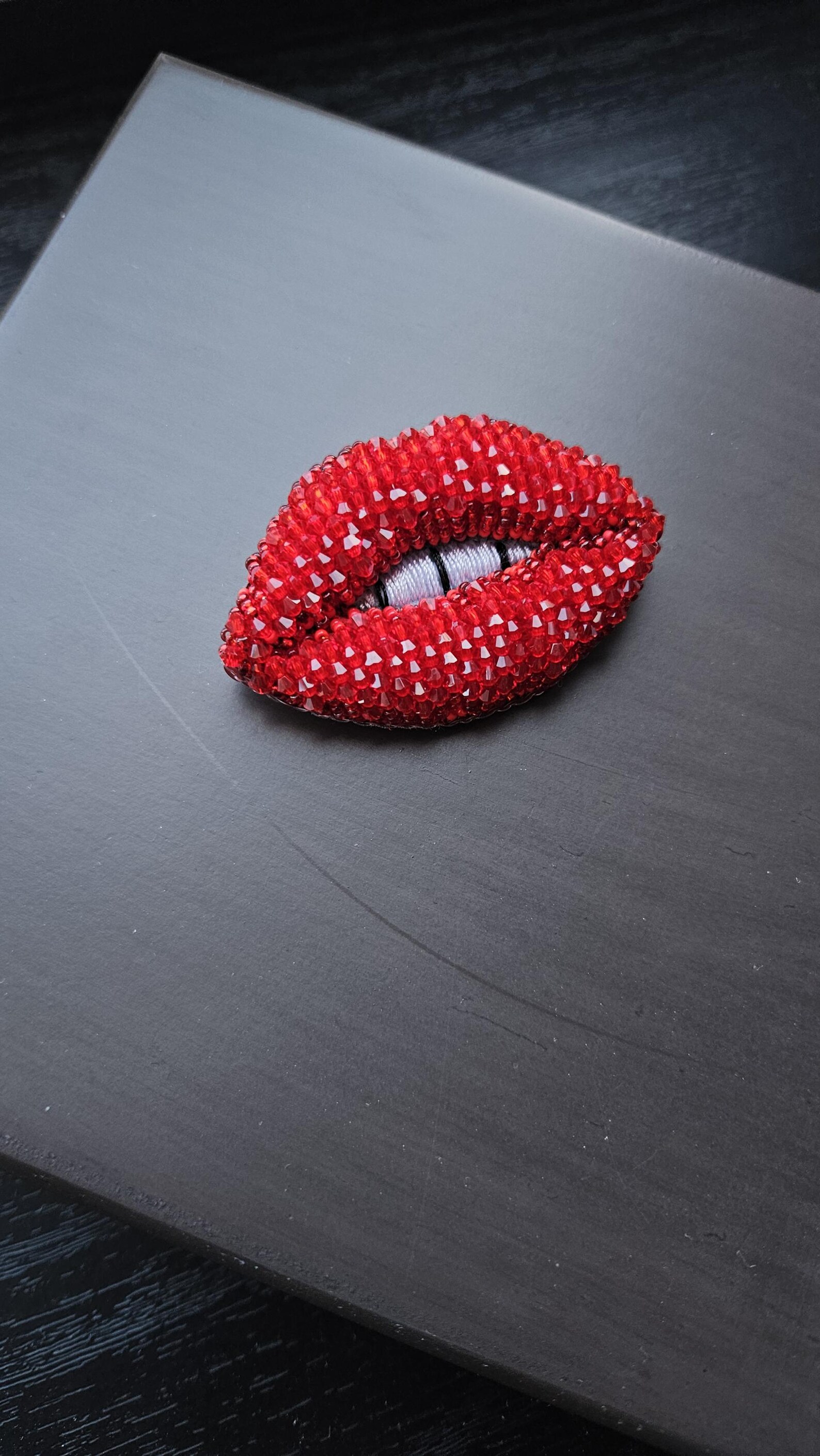 100% Handmade 3D Lip Brooch: Special Design Swarovski Crystal Bead ...