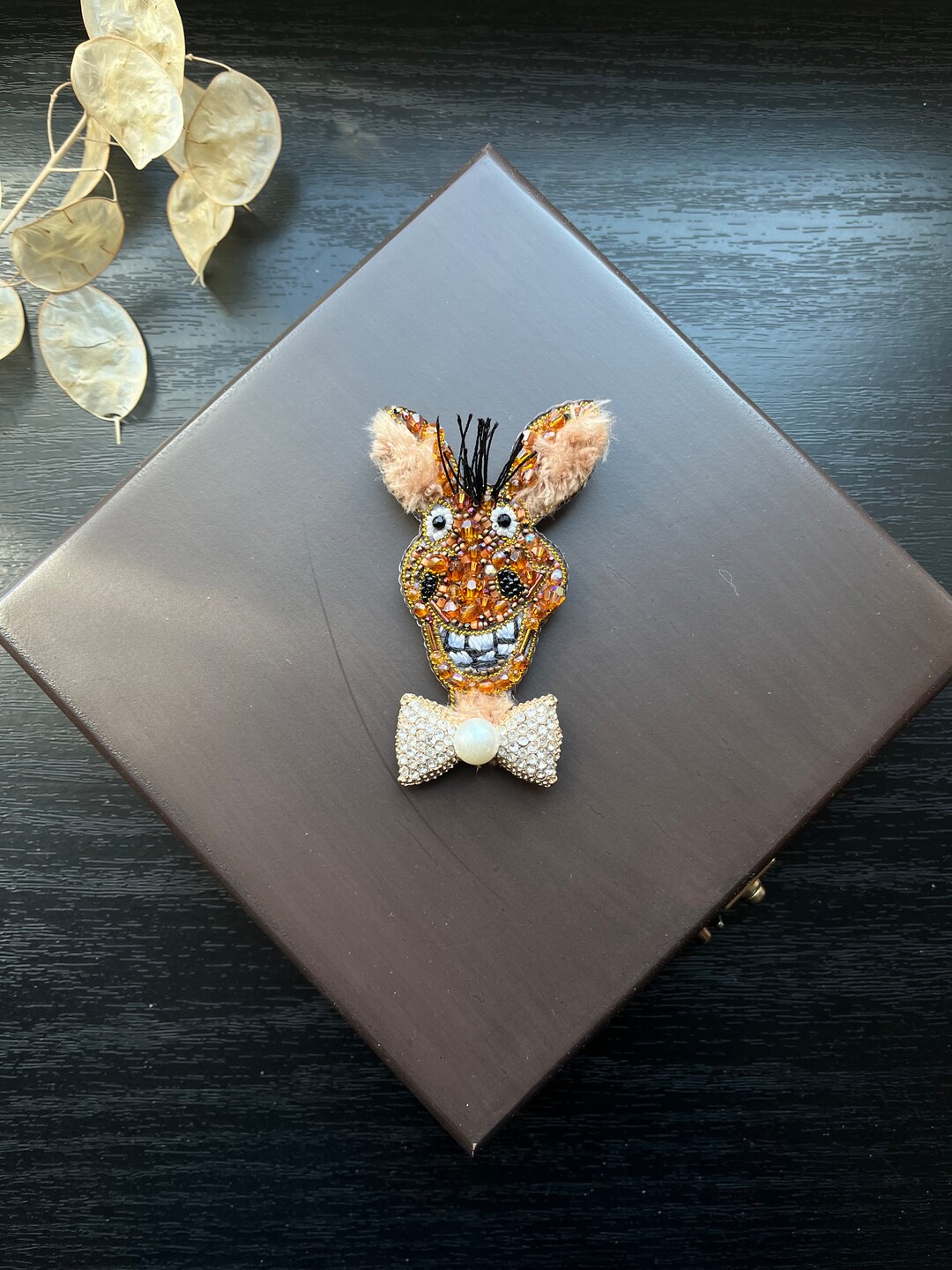 Handmade Horse Brooch, Brown Donkey Badge, Embroidered Horse Pin ...