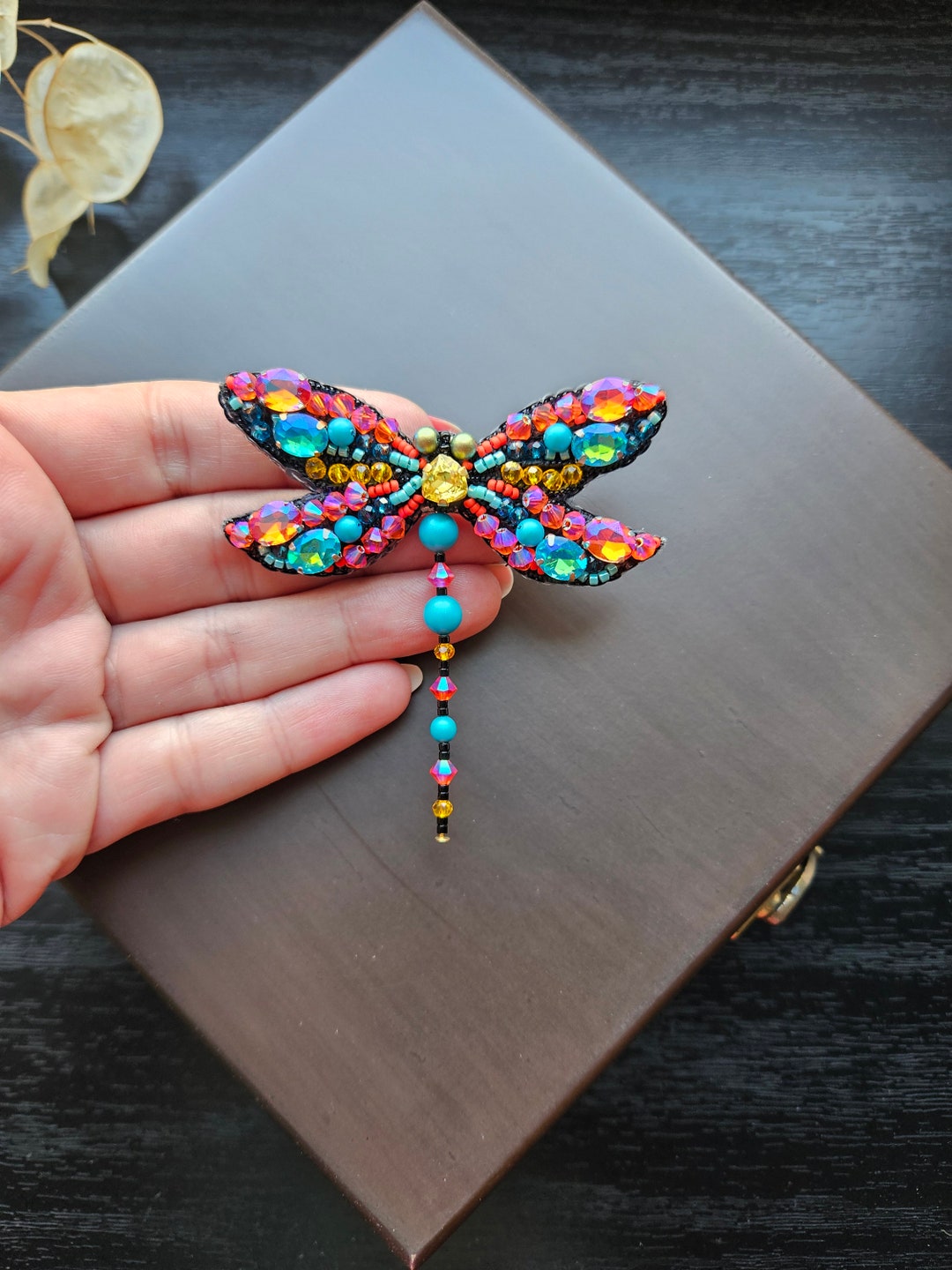 Handmade Dragonfly Brooch,colorful Dragonfly Pin,embroidered Dragonfly ...