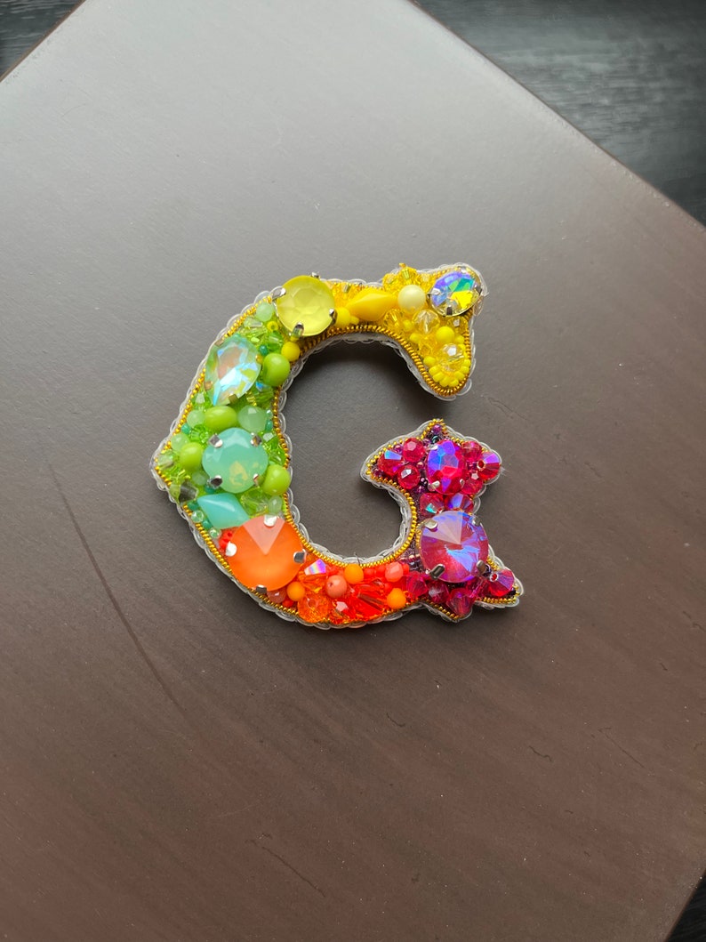 Handmade Letter Brooch,embroidered Letter G,special Design Brooch,gift ...