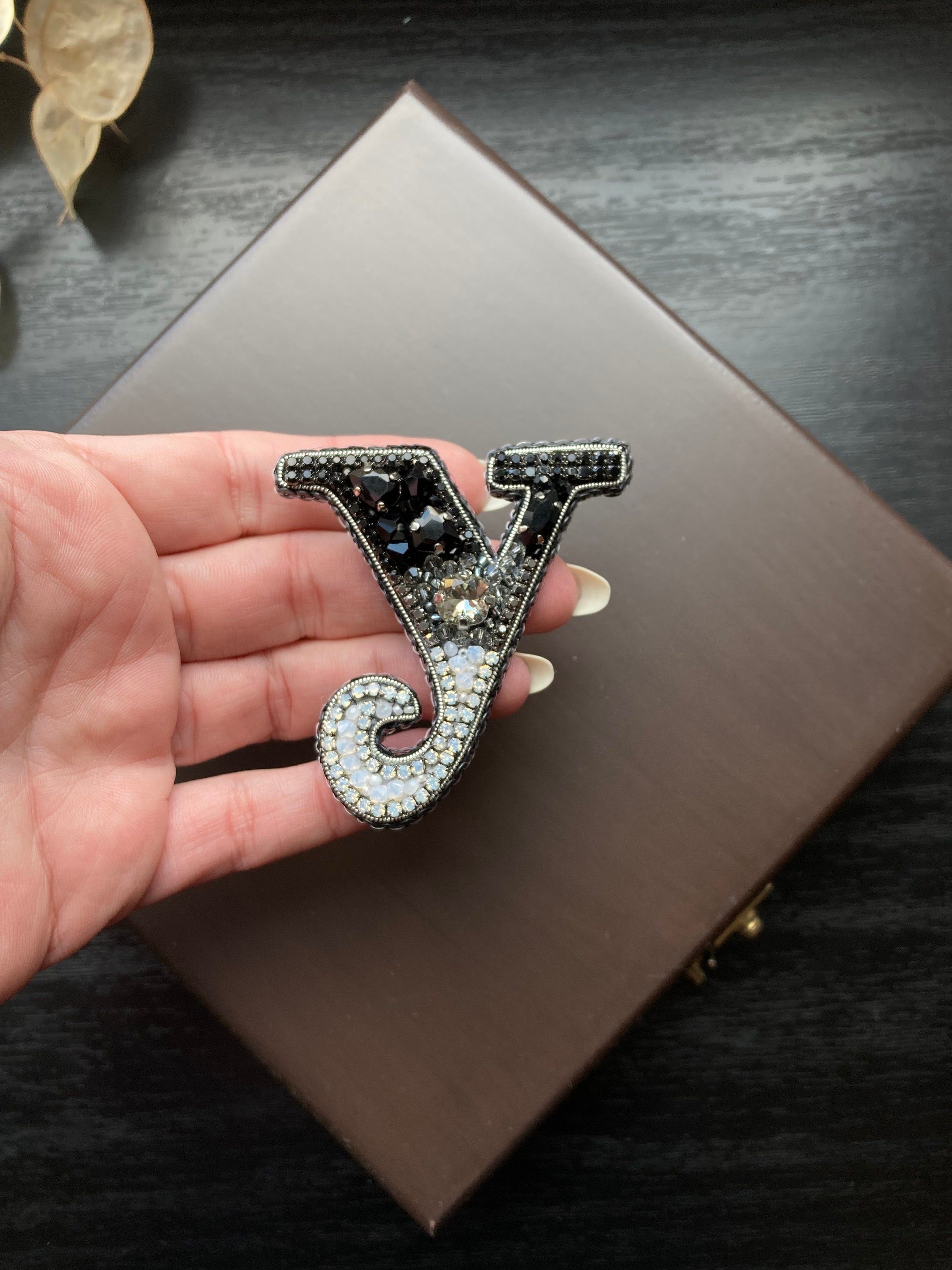 Handmade Letter Brooch,embroidered Letter Y,custom Design Brooch,gift ...