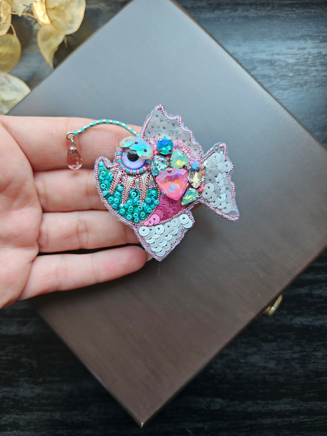 Handmade Angler Fish Brooch,sea Animal Gift Jewelry,craft Fish Brooch ...