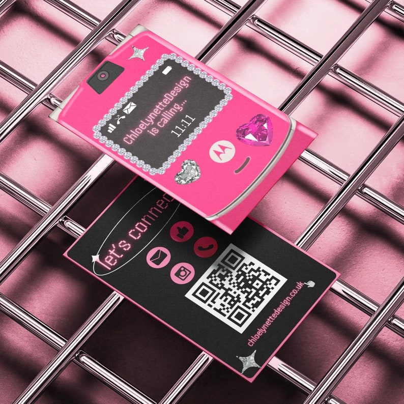 Y2K Mobile Phone Business Card Template: Retro QR Code (canva) - Etsy