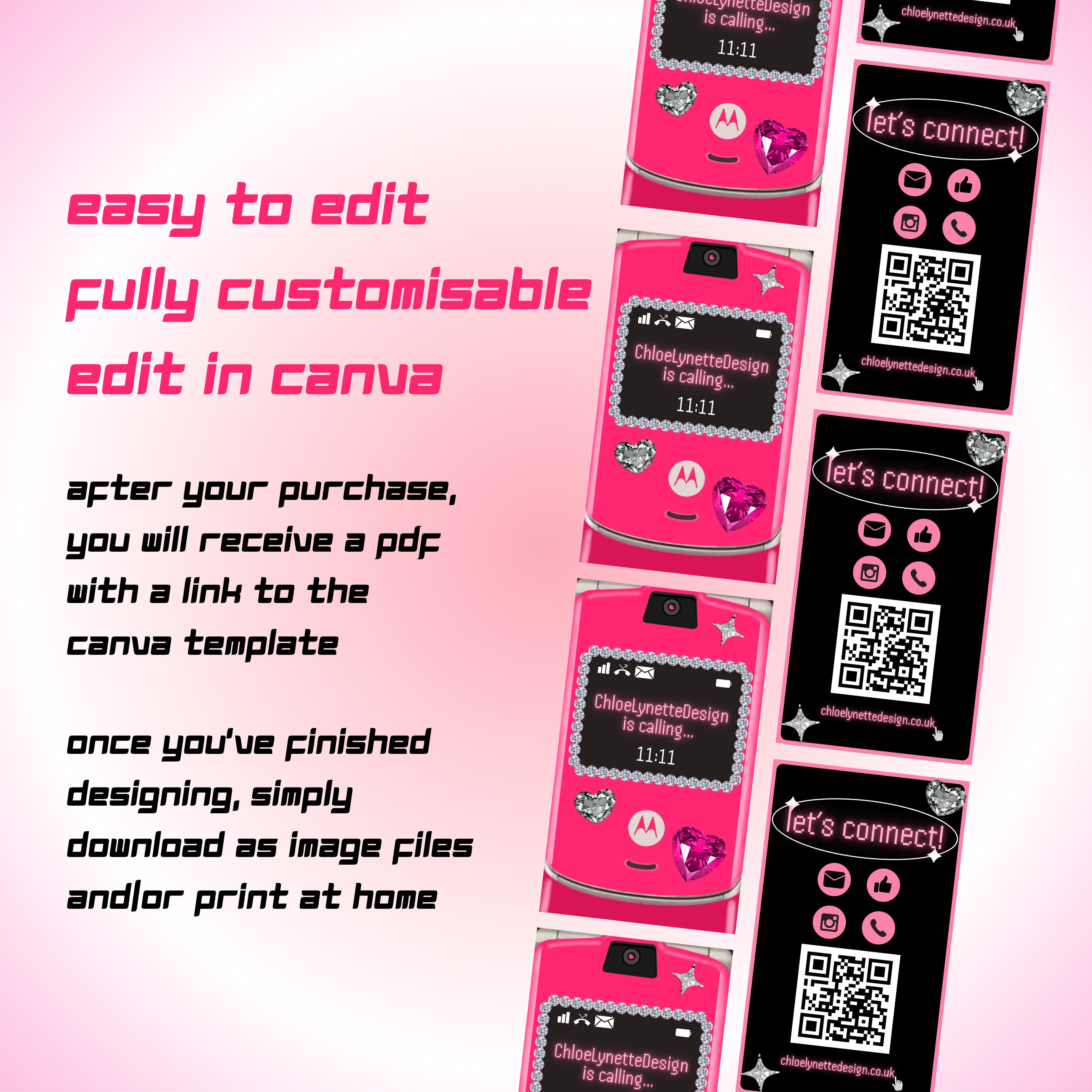 Y2K Mobile Phone Business Card Template: Retro QR Code (canva) - Etsy