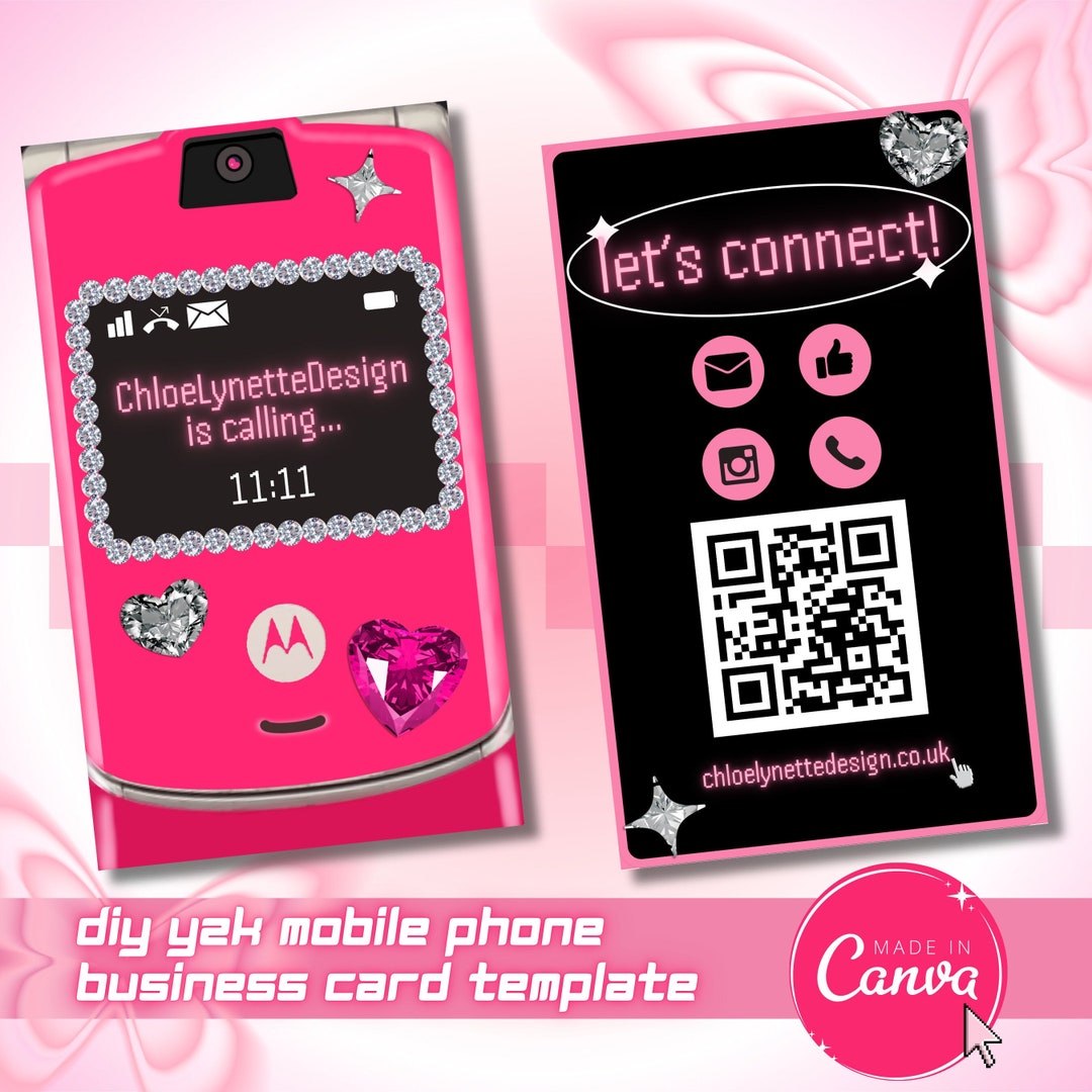 Y2K Mobile Phone Business Card Template: Retro QR Code (canva) - Etsy