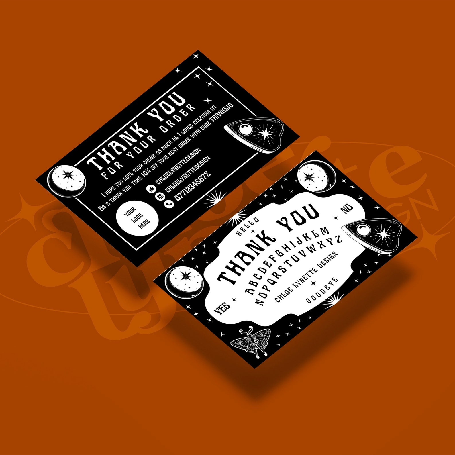 Halloween Ouija Thank You Card Template: Spooky Business Stationery ...