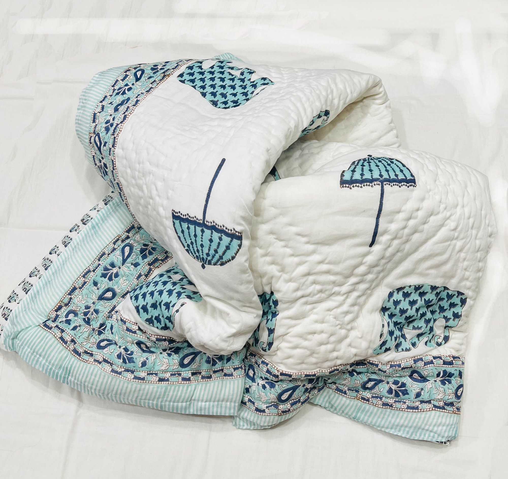 Elephant Print Unique Razai Quilt Jaipuri Print Razai New - Etsy