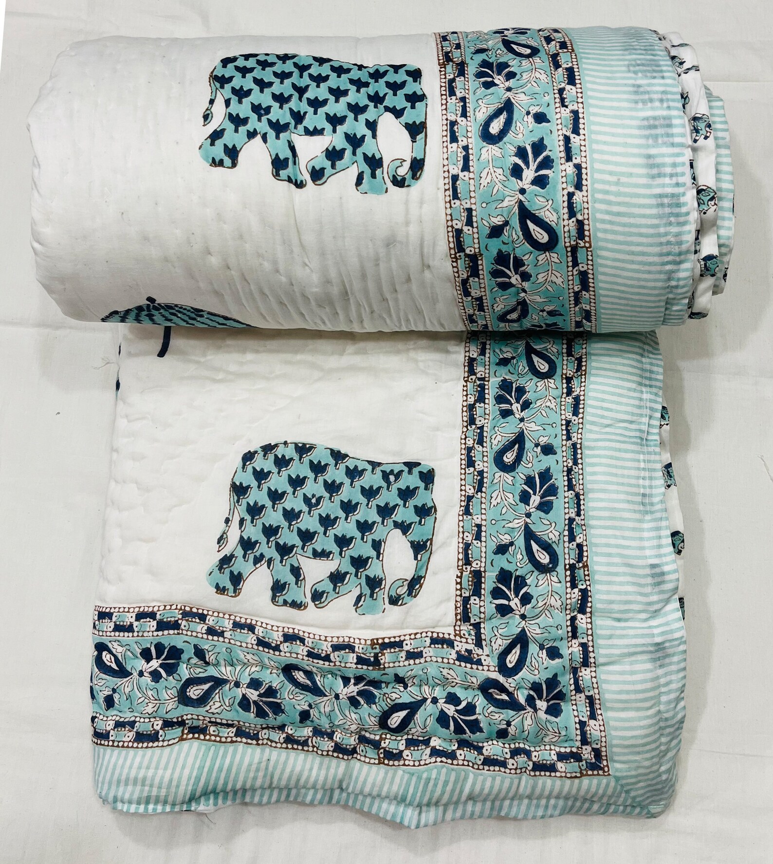 Elephant Print Unique Razai Quilt Jaipuri Print Razai New - Etsy