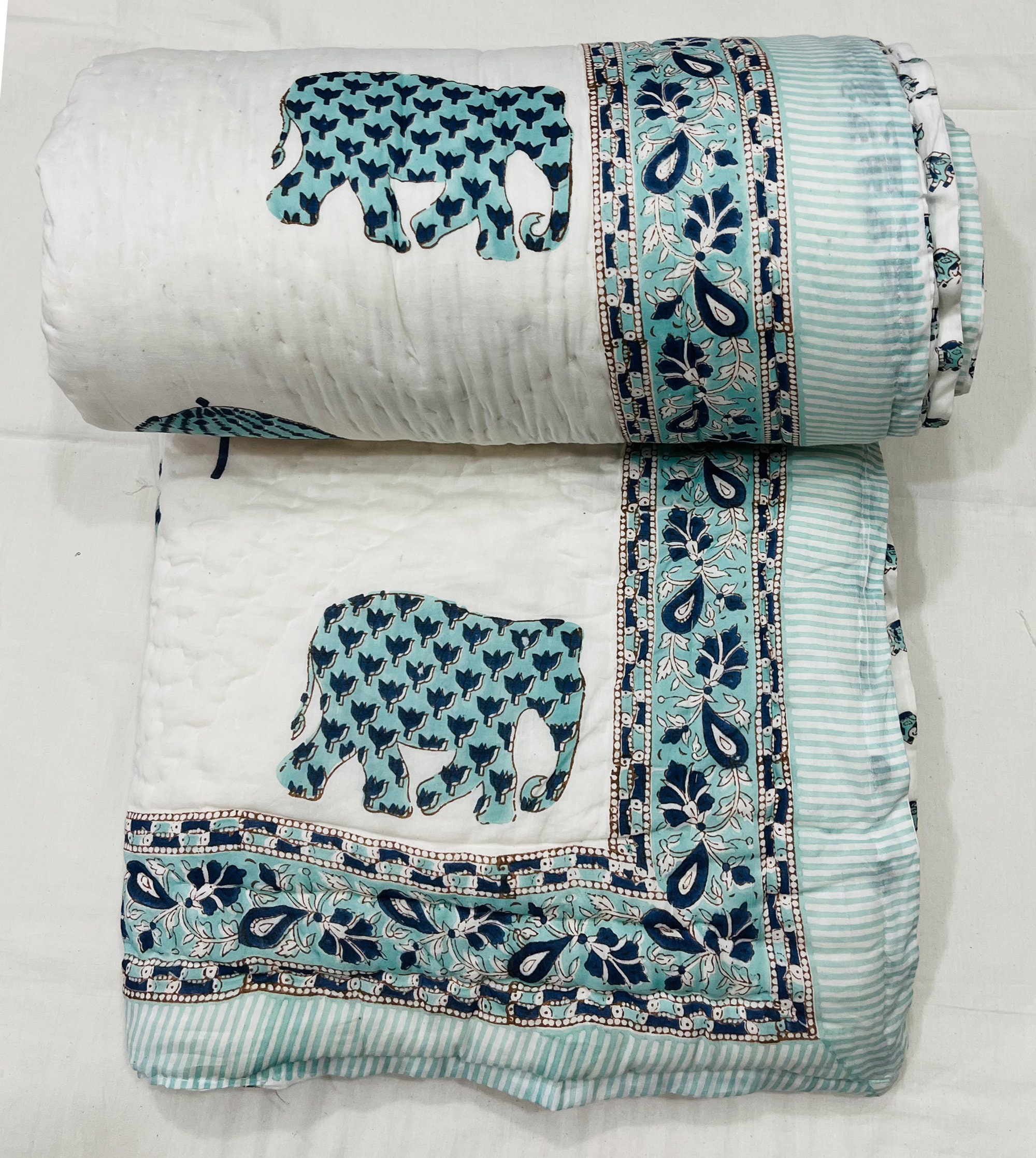 Elephant Print Unique Razai Quilt Jaipuri Print Razai New - Etsy