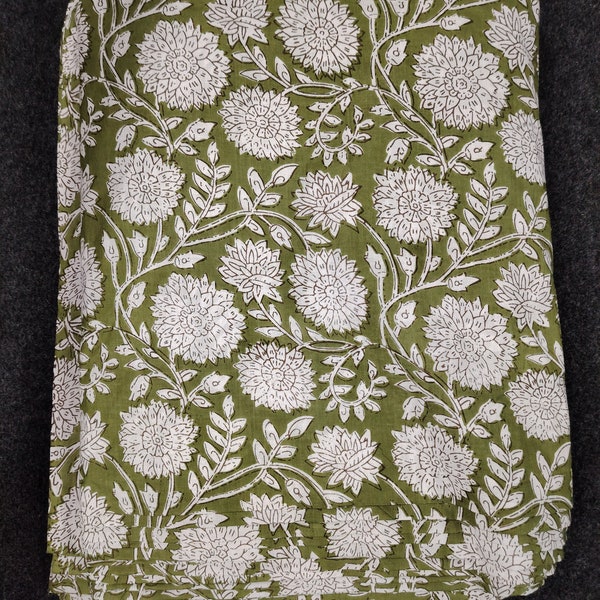 Green Block Print Fabric - Etsy