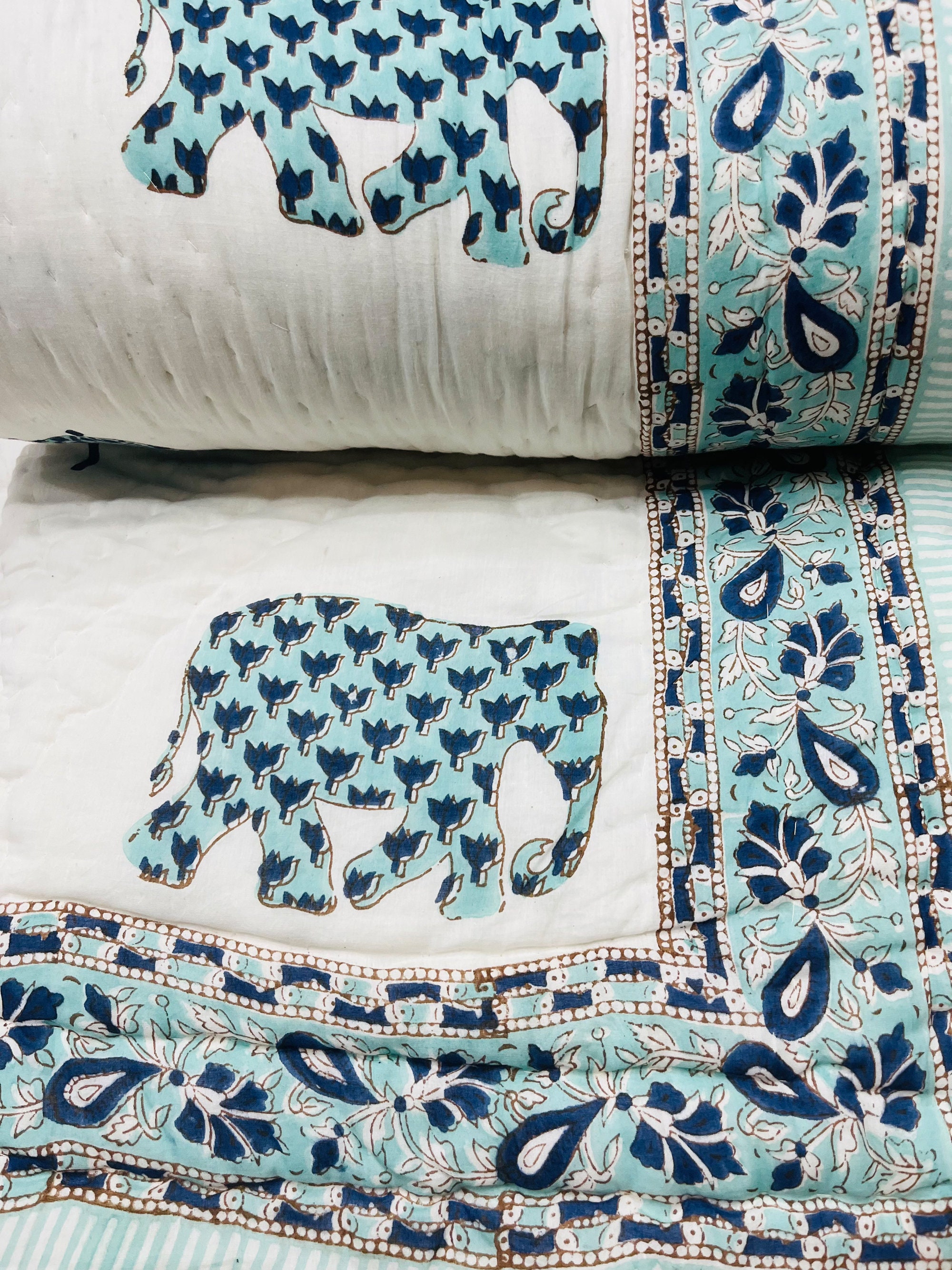 Elephant Print Unique Razai Quilt Jaipuri Print Razai New - Etsy