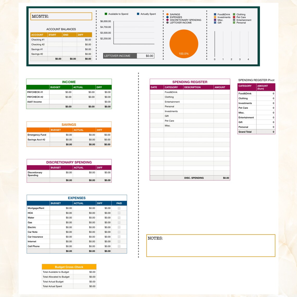 Simple Monthly Budget Template in Apple Numbers | Digital & Printable ...