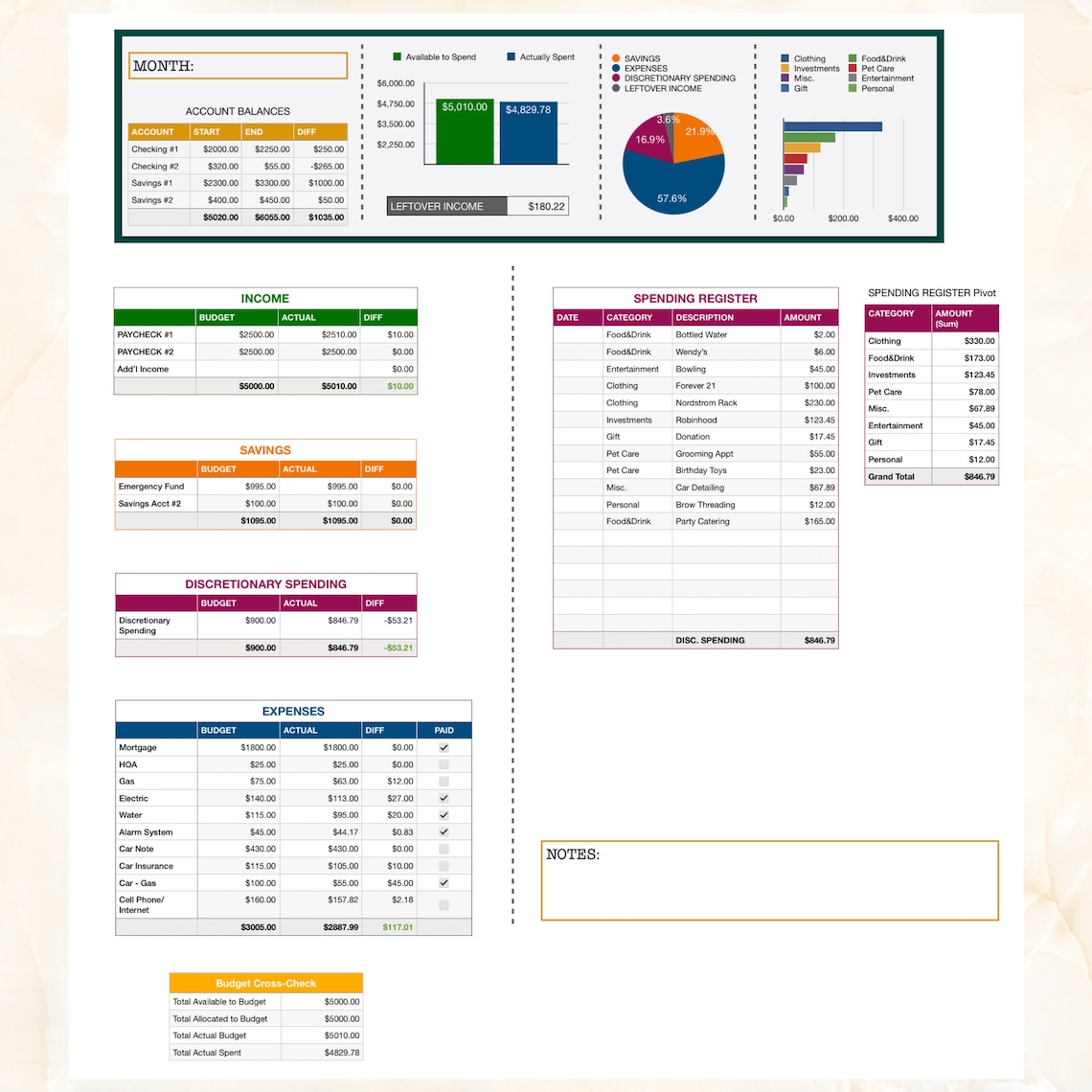 Simple Monthly Budget Template in Apple Numbers | Digital & Printable ...