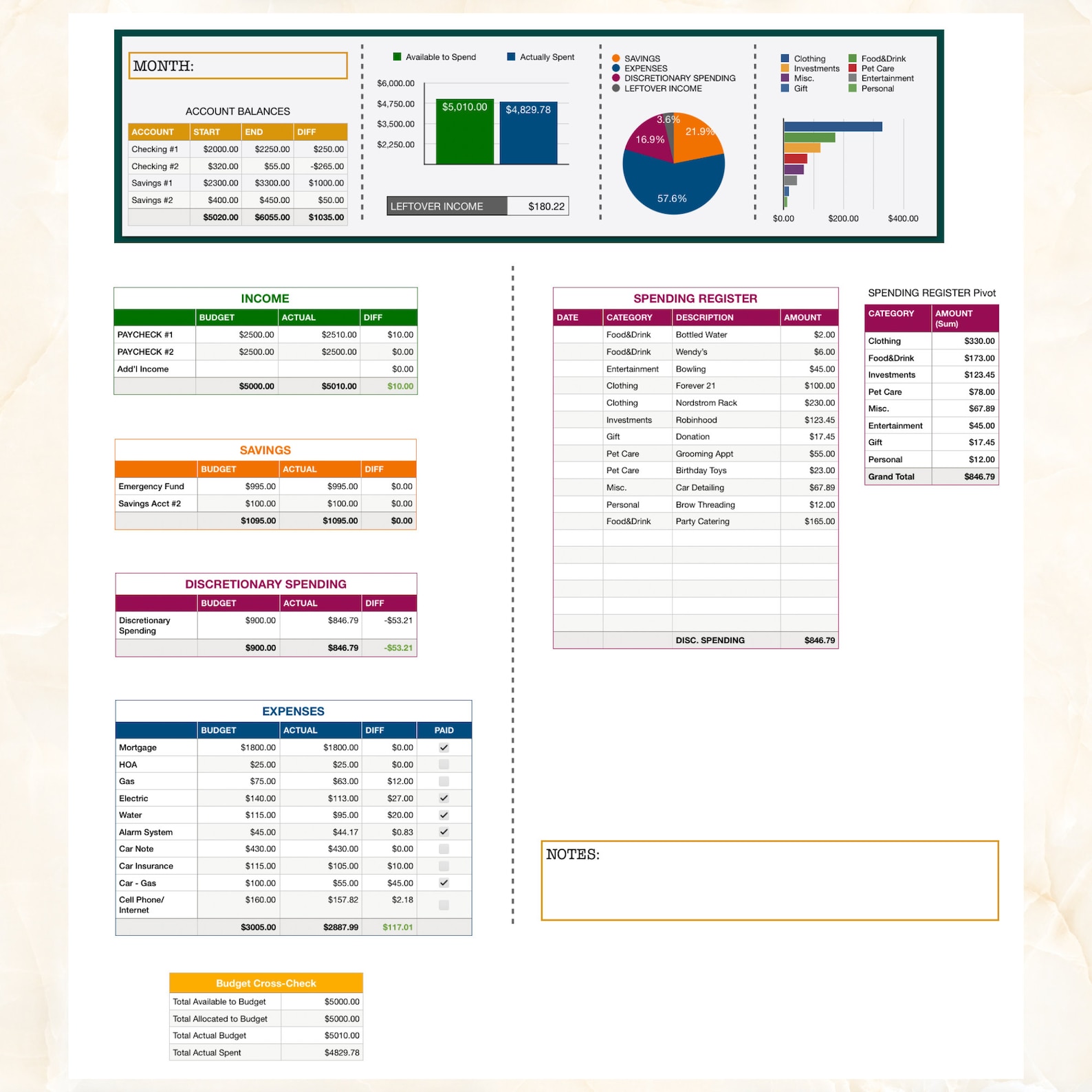 Simple Monthly Budget Template in Apple Numbers | Digital & Printable ...