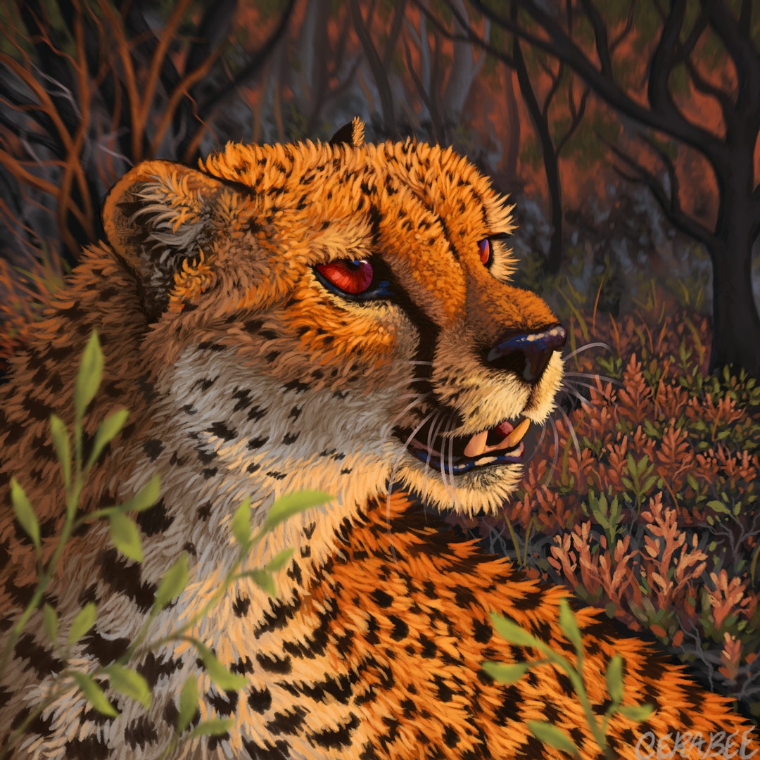 Cheetah in Sun Digital Art Instant Download Design - Etsy