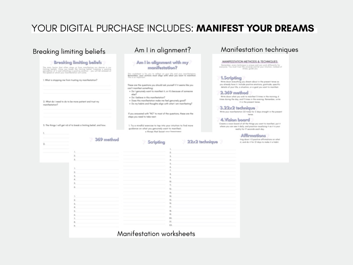 Self Development Worksheets, Digital Printables, Downloadable Files ...