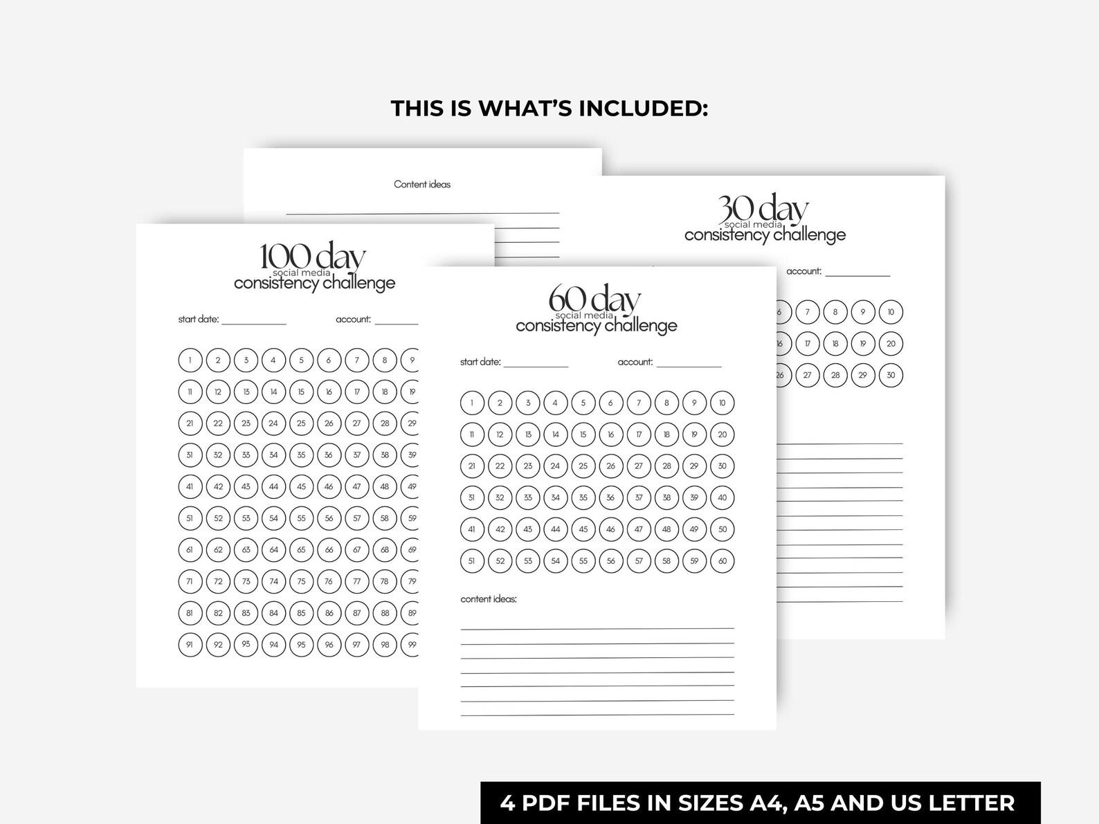 Social Media Consistency Tracker Templates, Content Planner, Goal ...