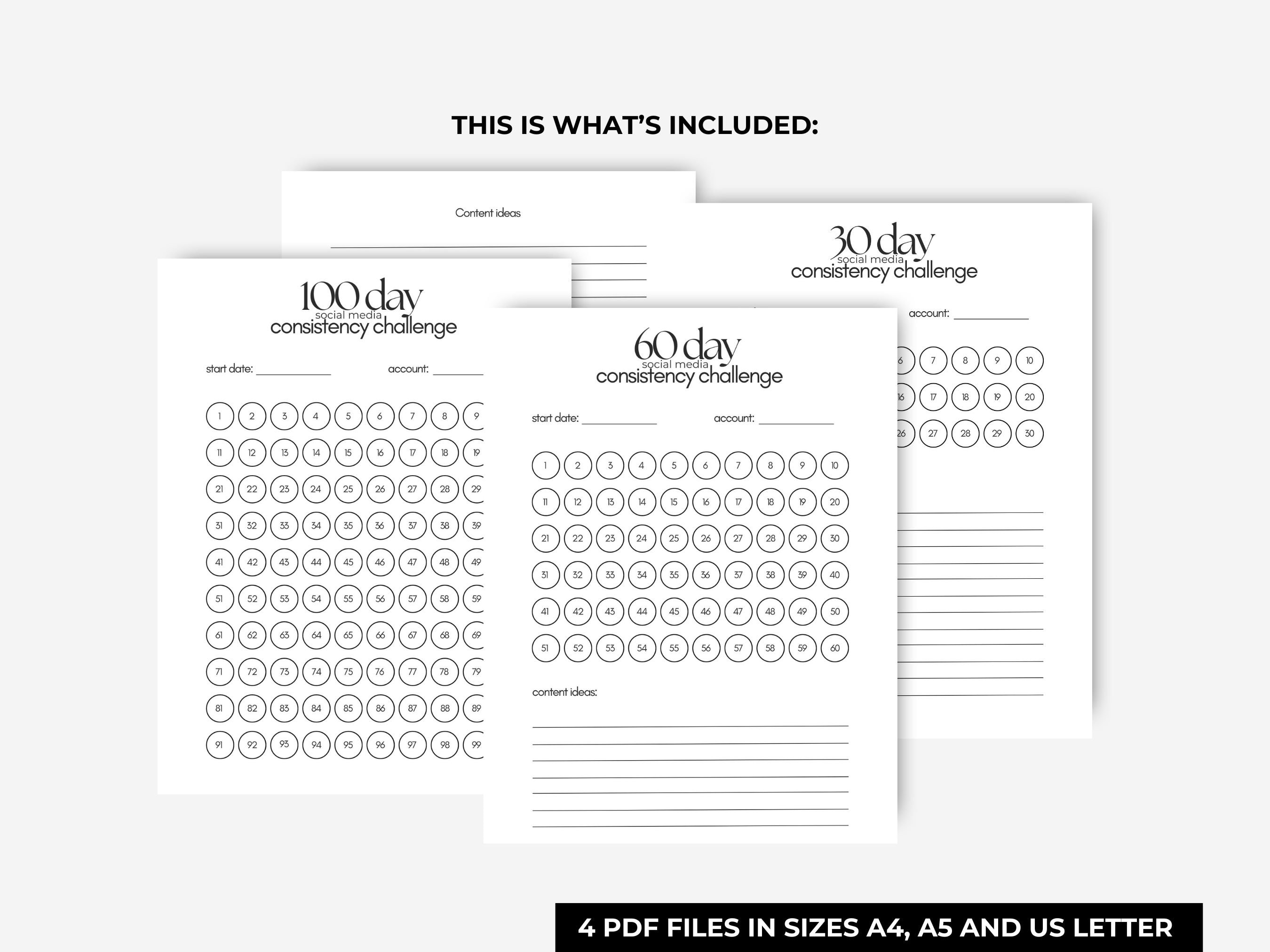 Social Media Consistency Tracker Templates, Content Planner, Goal ...