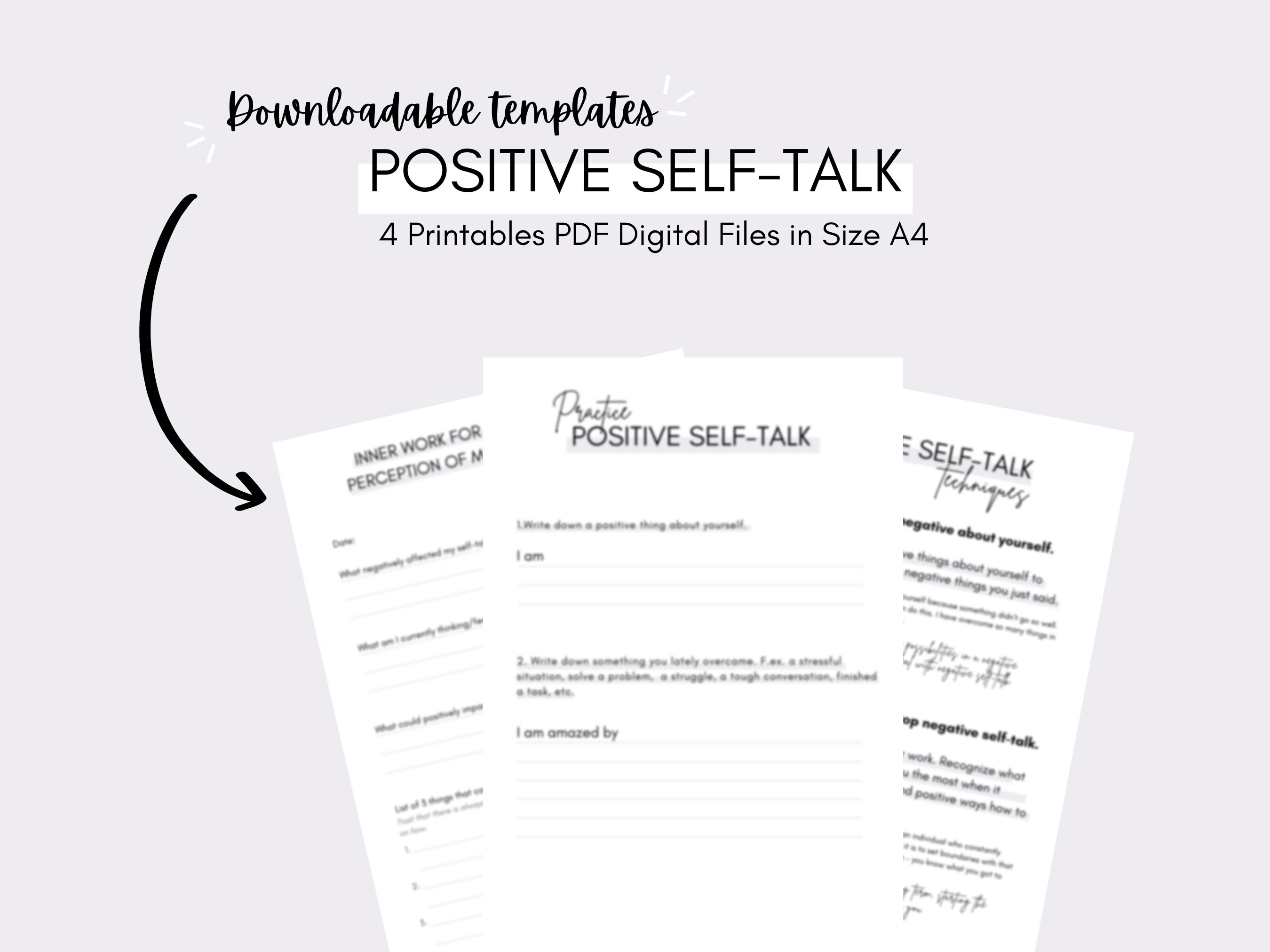Positive Self-talk Worksheets Positive Printables Practice | Etsy