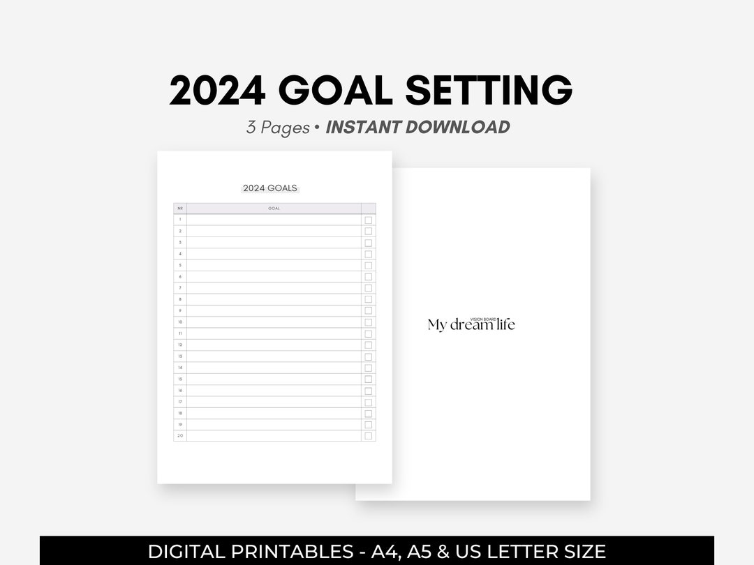 Simple Goal List Template, 2023 Goal Checklist, Goal Planner Printable ...