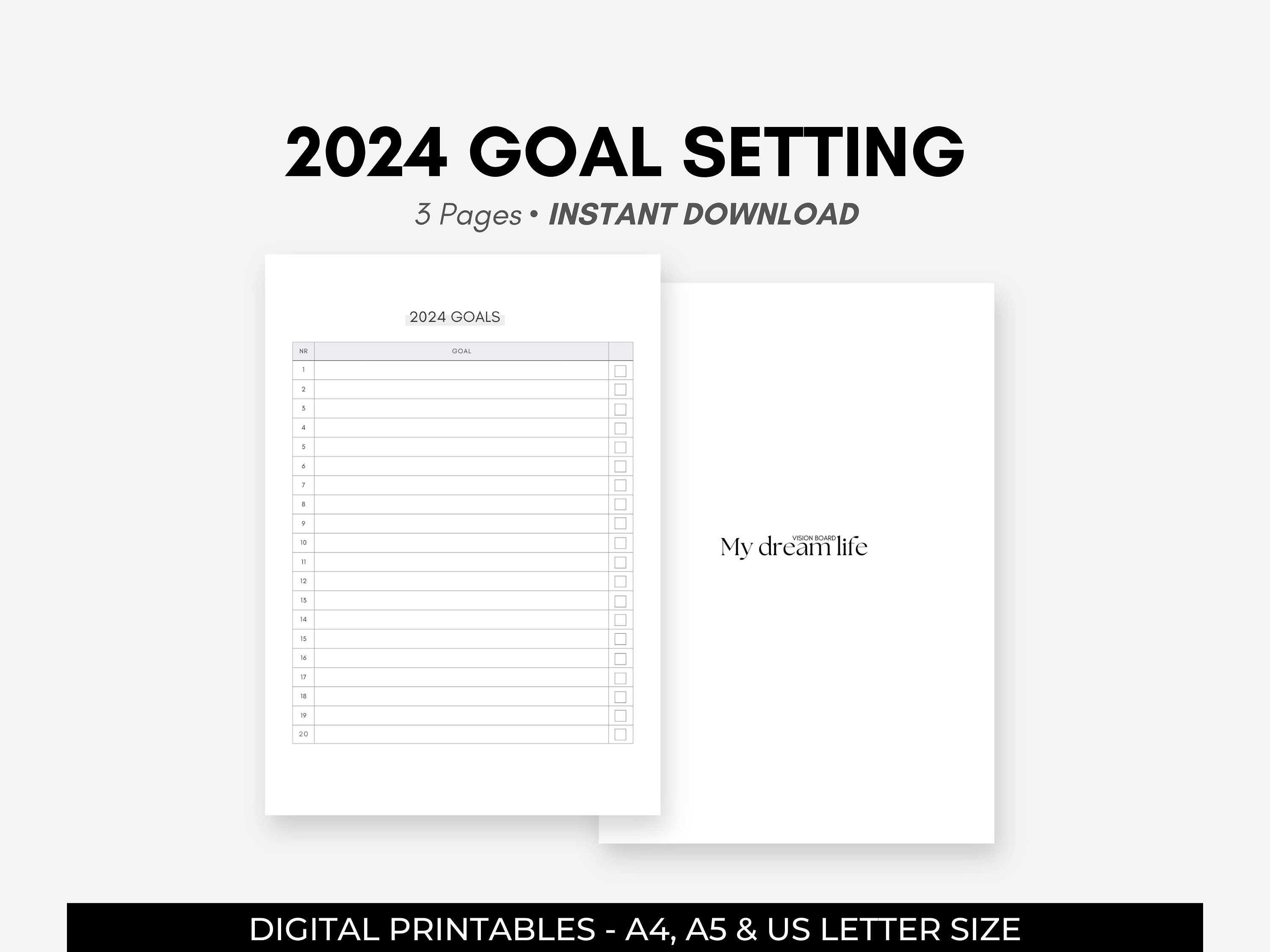 Simple Goal List Template, 2023 Goal Checklist, Goal Planner Printable ...