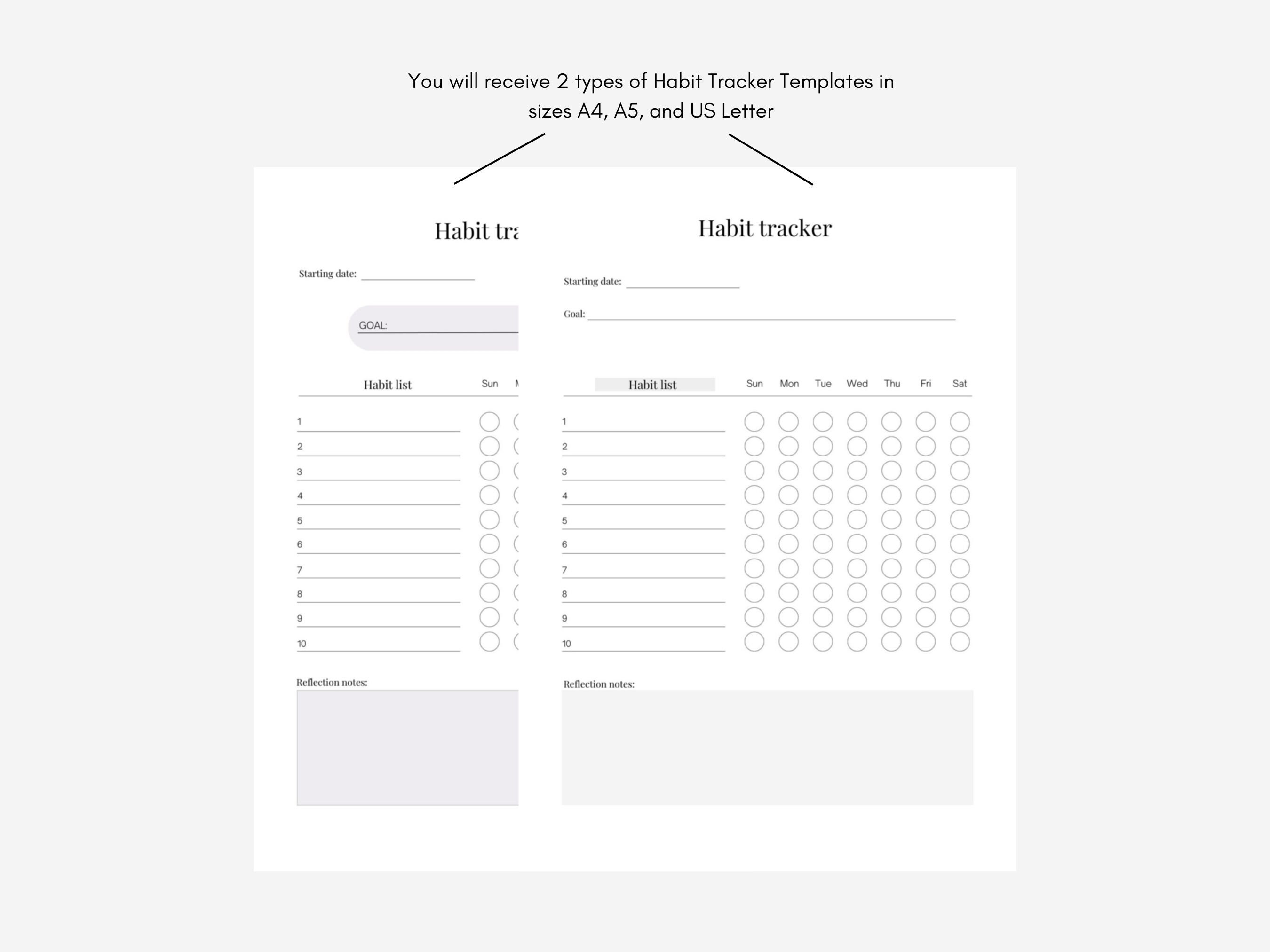 Habit Tracker Printable, Minimalistic Daily Habit Tracker Worksheet ...