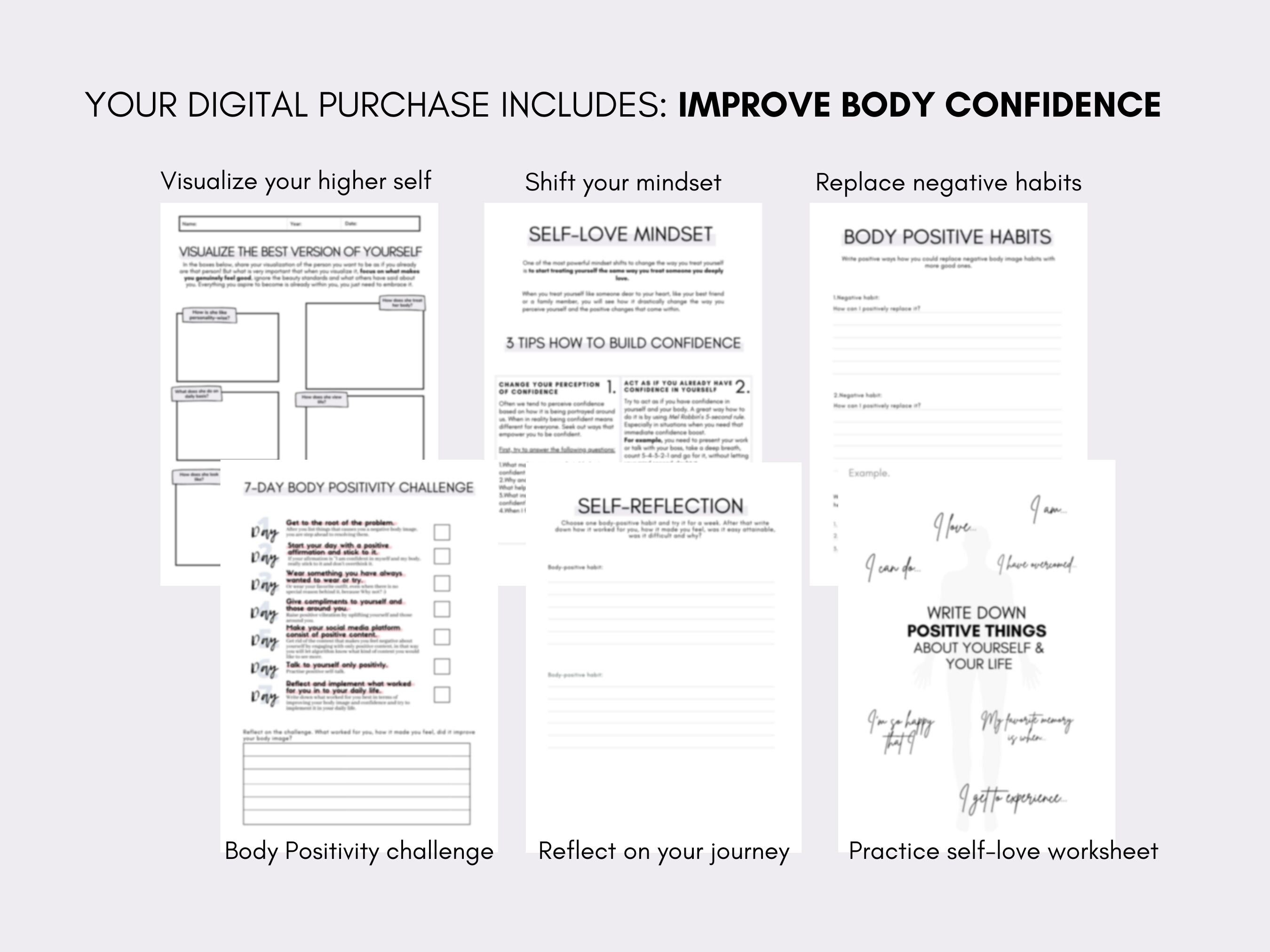 Body Positivity Journal, Body Positive Printables, Self Love Template ...