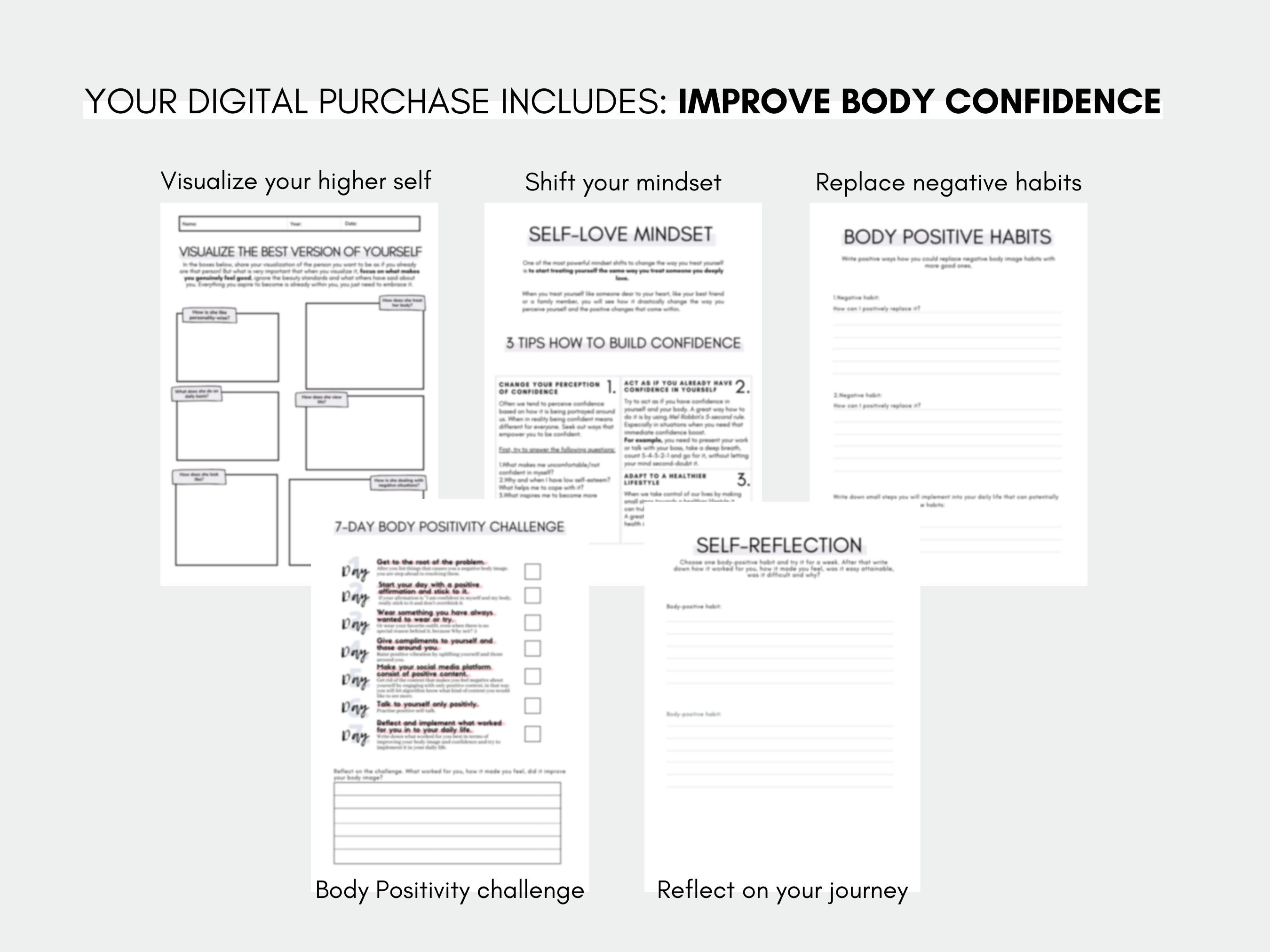 Self Development Worksheets, Digital Printables, Downloadable Files ...
