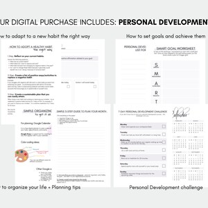 Self Development Worksheets, Digital Printables, Downloadable Files ...