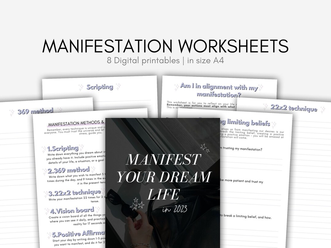 Manifestation Worksheets, Manifestion Planner, Manifest Journal, Law of ...
