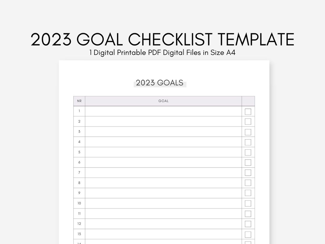 Simple Goal List Template 2023 Goal Checklist Goal Planner - Etsy