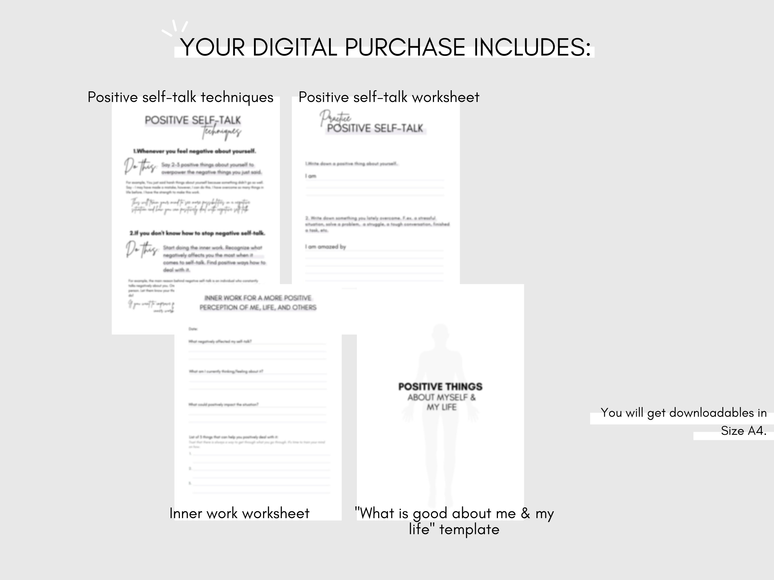 Positive Self-talk Worksheets Positive Printables Practice - Etsy