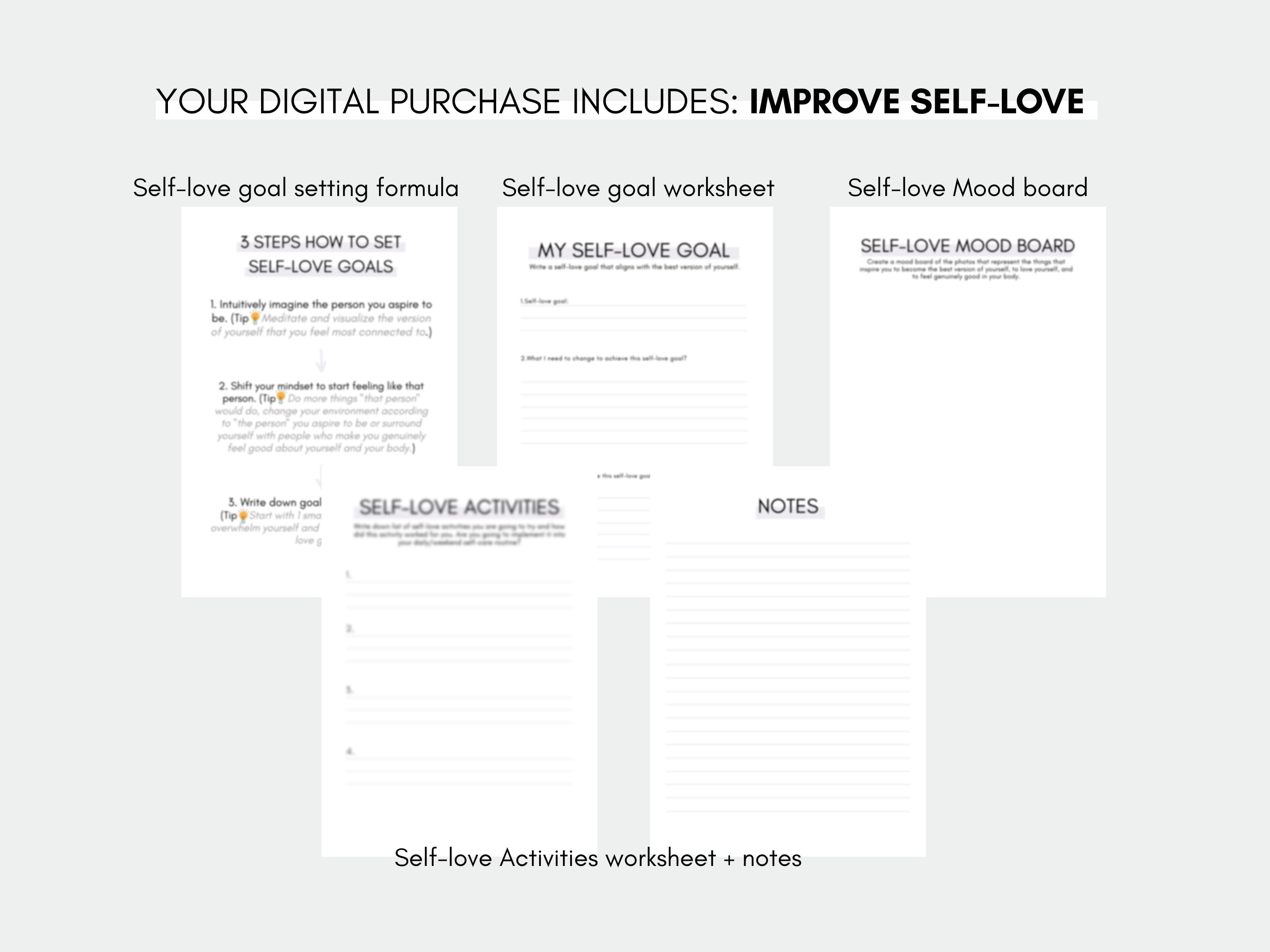 Self Development Worksheets, Digital Printables, Downloadable Files ...