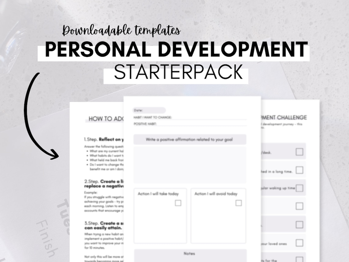 Self Development Printable Journal Self Growth Worksheets | Etsy