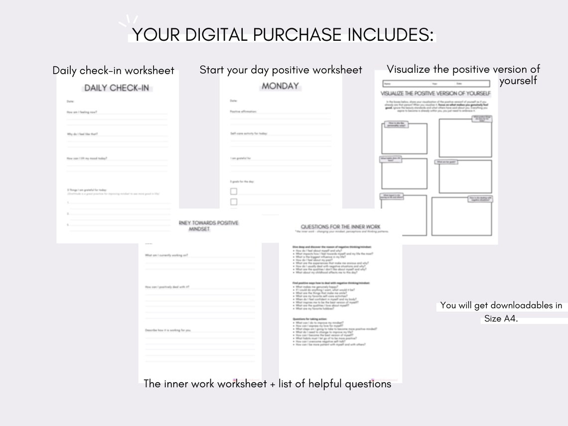 Positive Mindset Printables, Worksheets to Improve Mindset, Printable ...