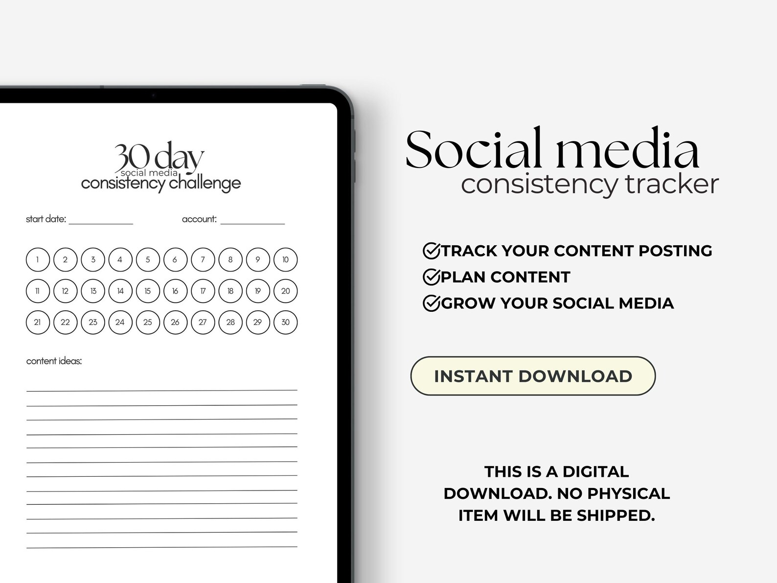 Social Media Consistency Tracker Templates, Content Planner, Goal ...