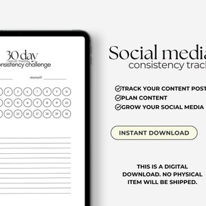 Social Media Consistency Tracker Templates, Content Planner, Goal ...