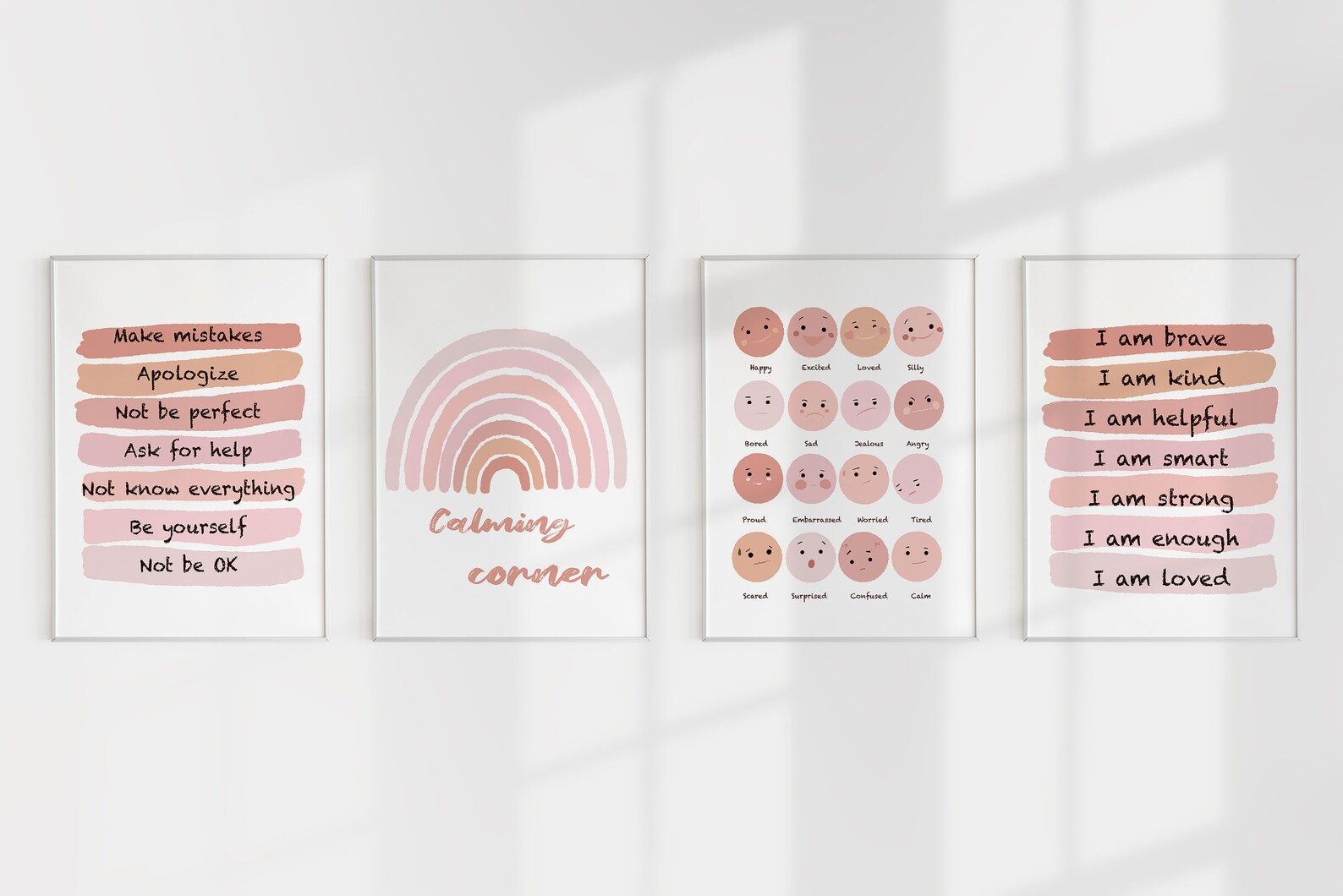Set of 4 Calming Corner Printable, Pink Feelings Chart Posters ...