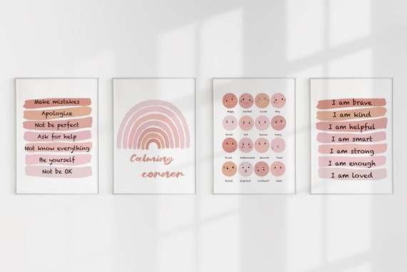 Set of 4 Calming Corner Printable Pink Feelings Chart - Etsy