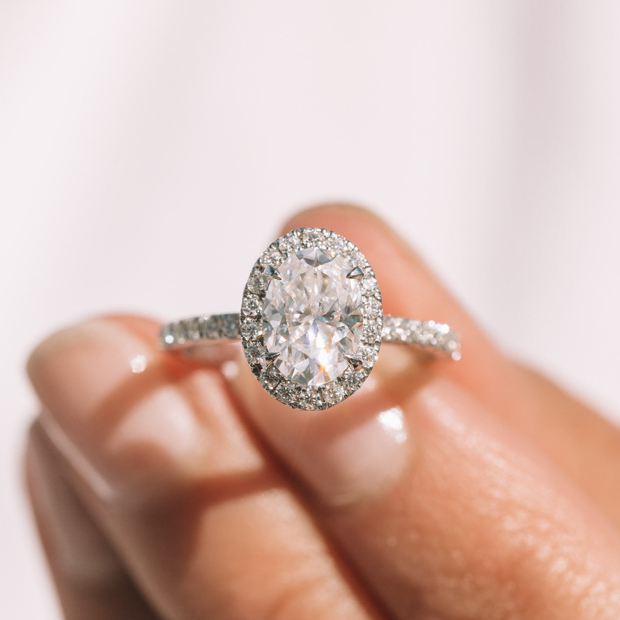 2 Ct Hidden Halo Oval Cut Moissanite Engagement Ring In 14k Etsy