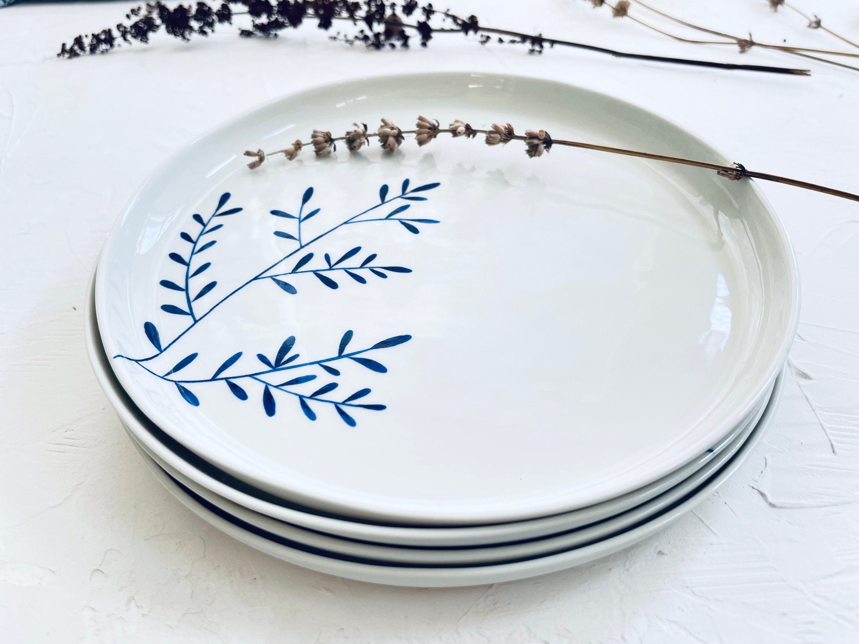 Minimal Botanical Plate Dining Set Handmade Plate Dinner - Etsy
