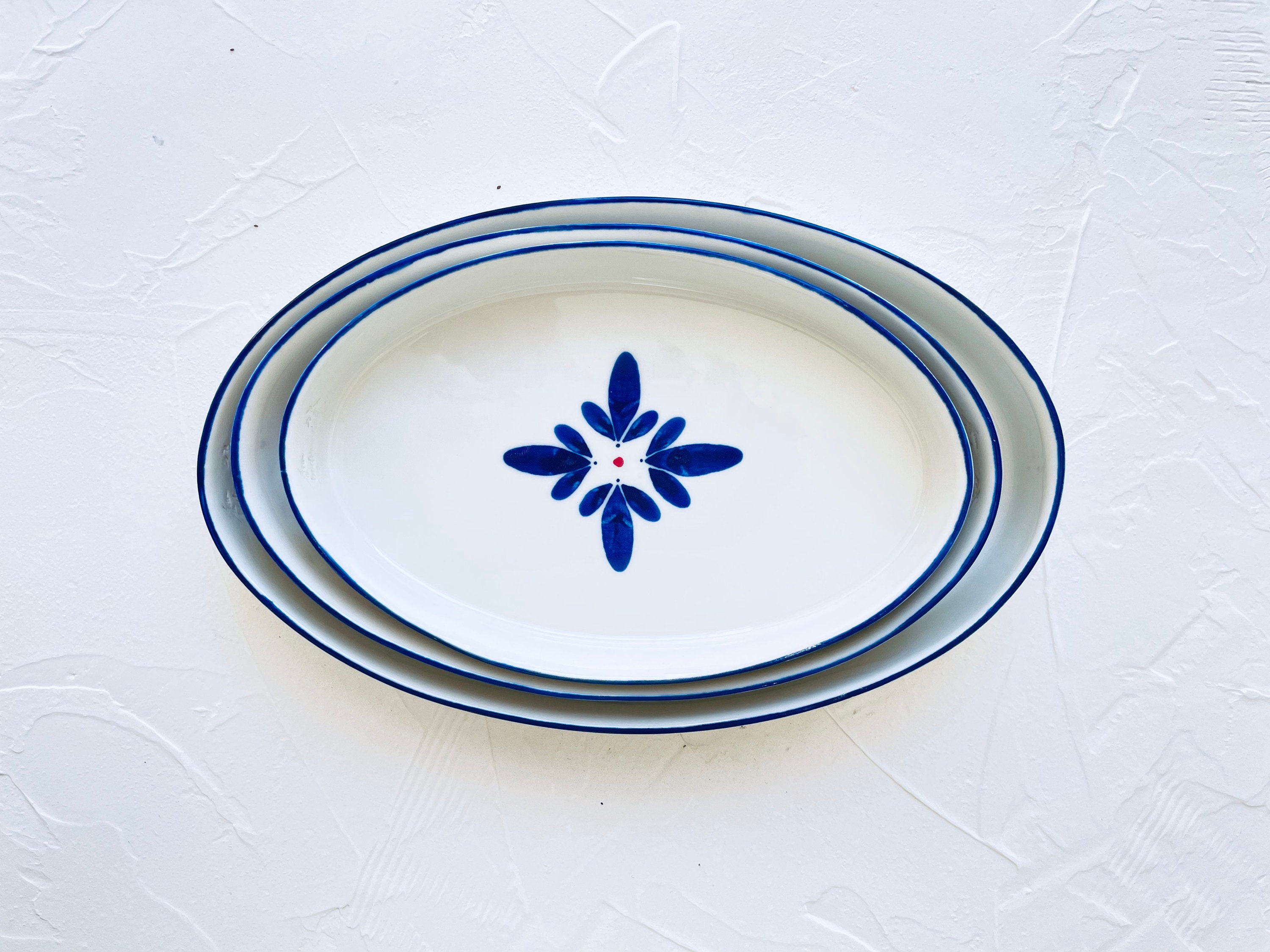 Oval Plate Set of 3 Floral Oval Plate Handmade Pottery - Etsy