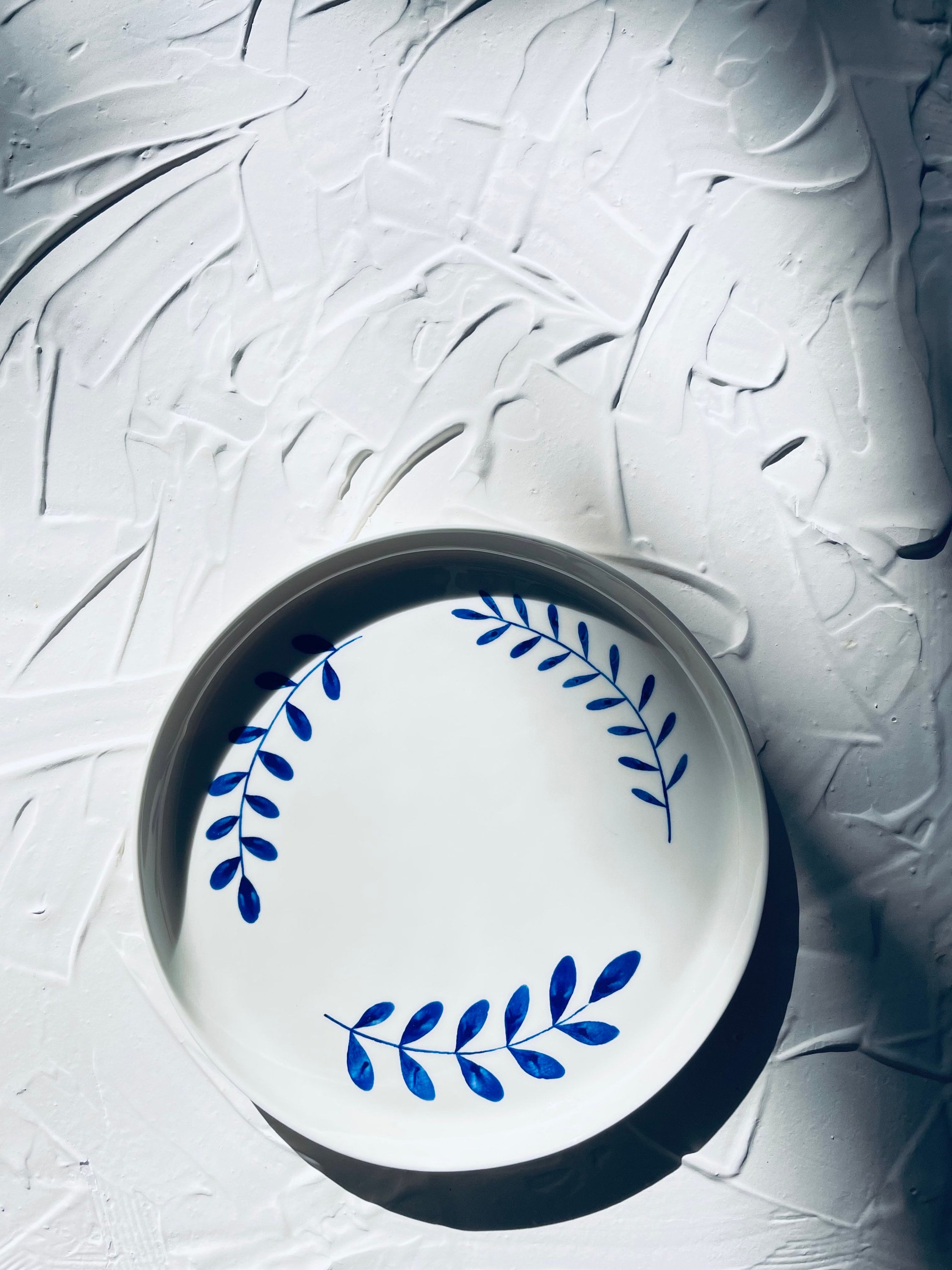 Minimal Blue Floral Plate, Cake Plate, Ceramic Plates, Decorative ...