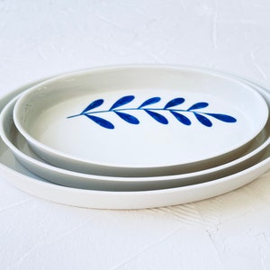 Oval Plate Set of 3, Floral Oval Plate, Handmade Pottery Serving Tray ...